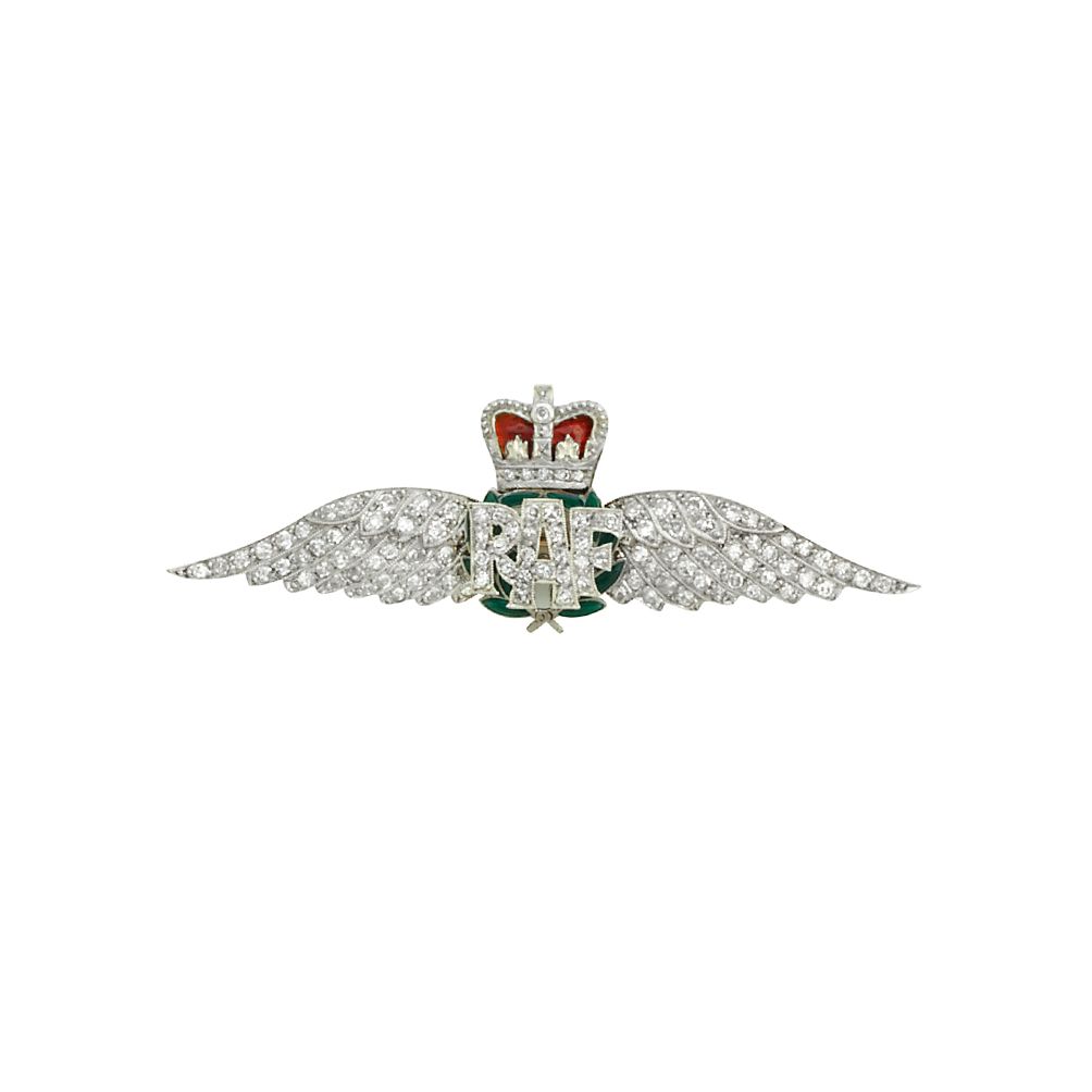 Bonhams : A diamond and enamel RAF brooch, Garrard & Co.