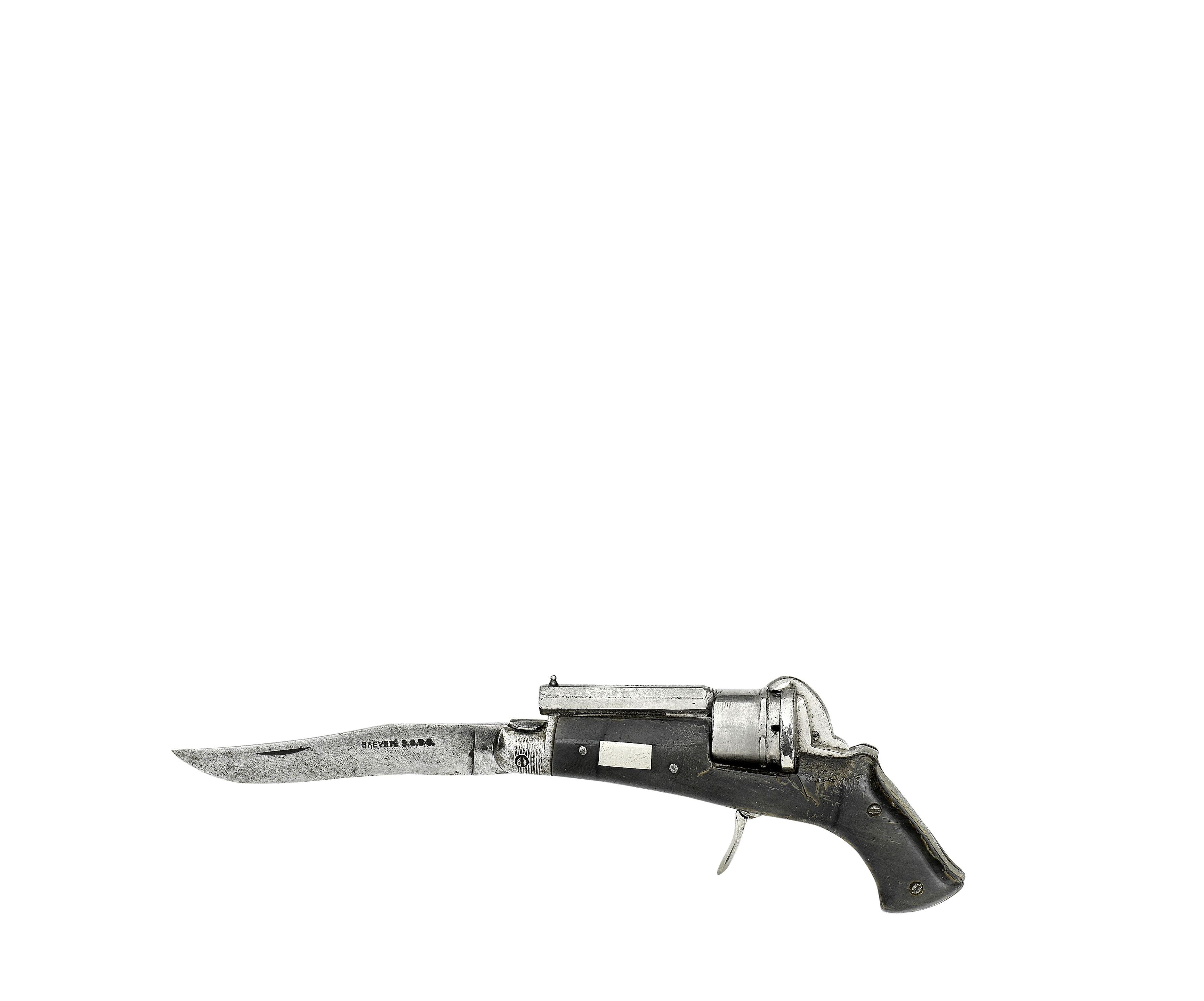 Bonhams : A Liège Combined Pocket Knife And Pin-Fire Six-Shot Revolver ...
