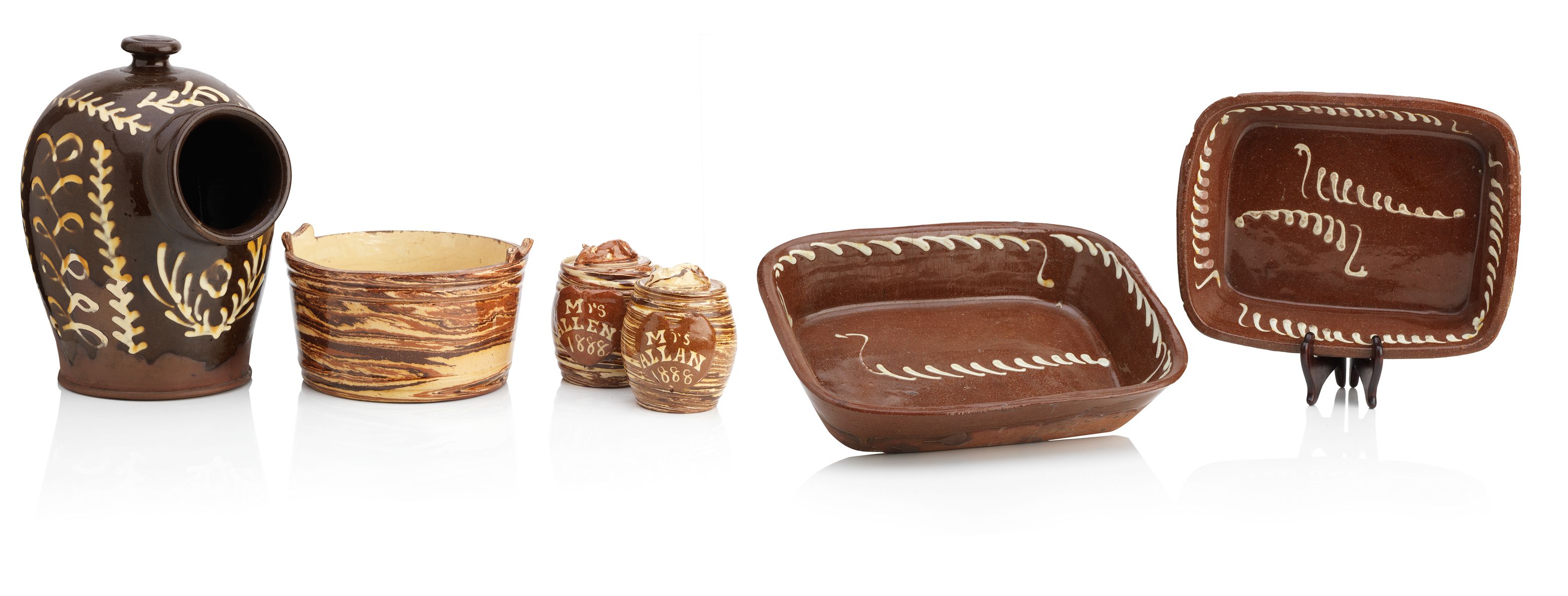 Bonhams : A collection of Scottish slipware and Seaton Pottery 19th Century