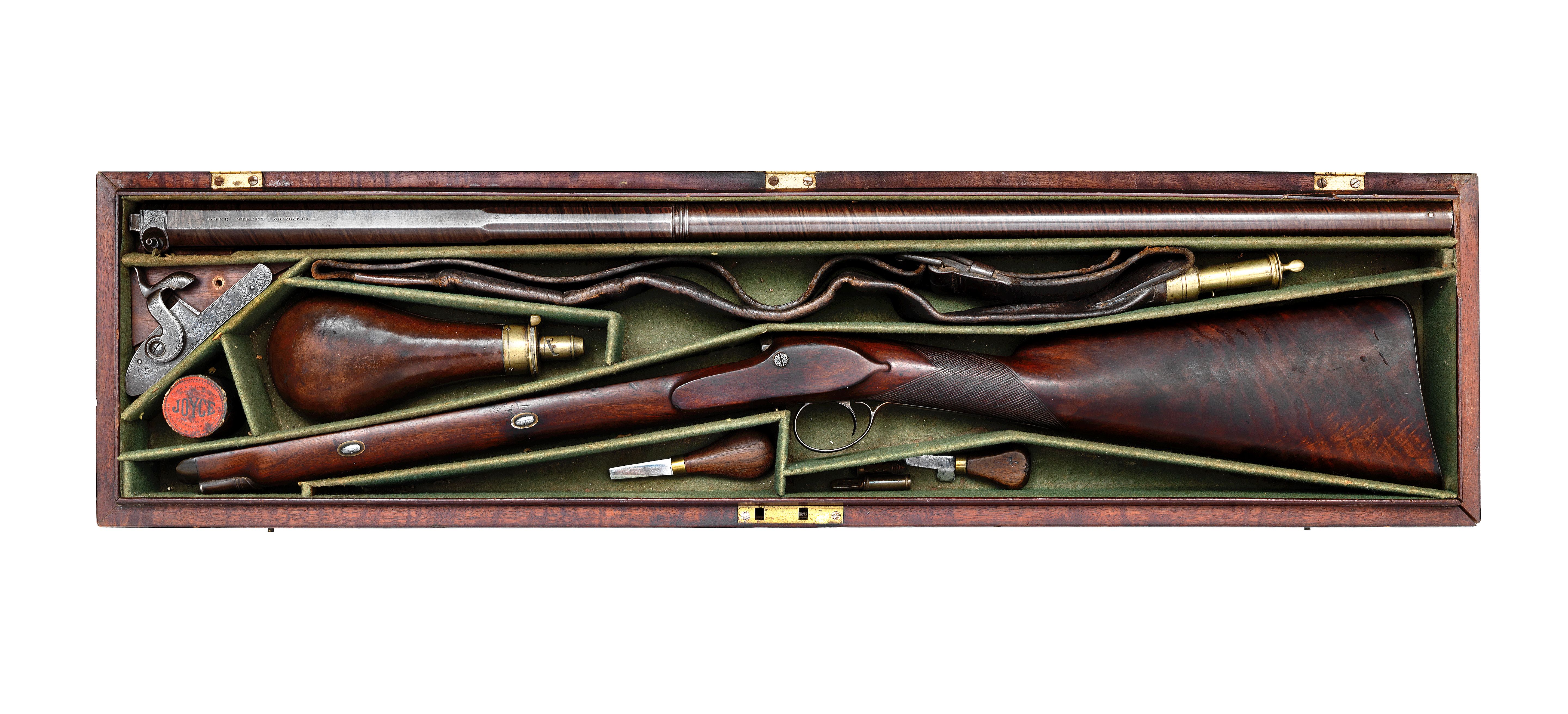 Bonhams : A Cased 12-Bore Percussion Sporting Gun