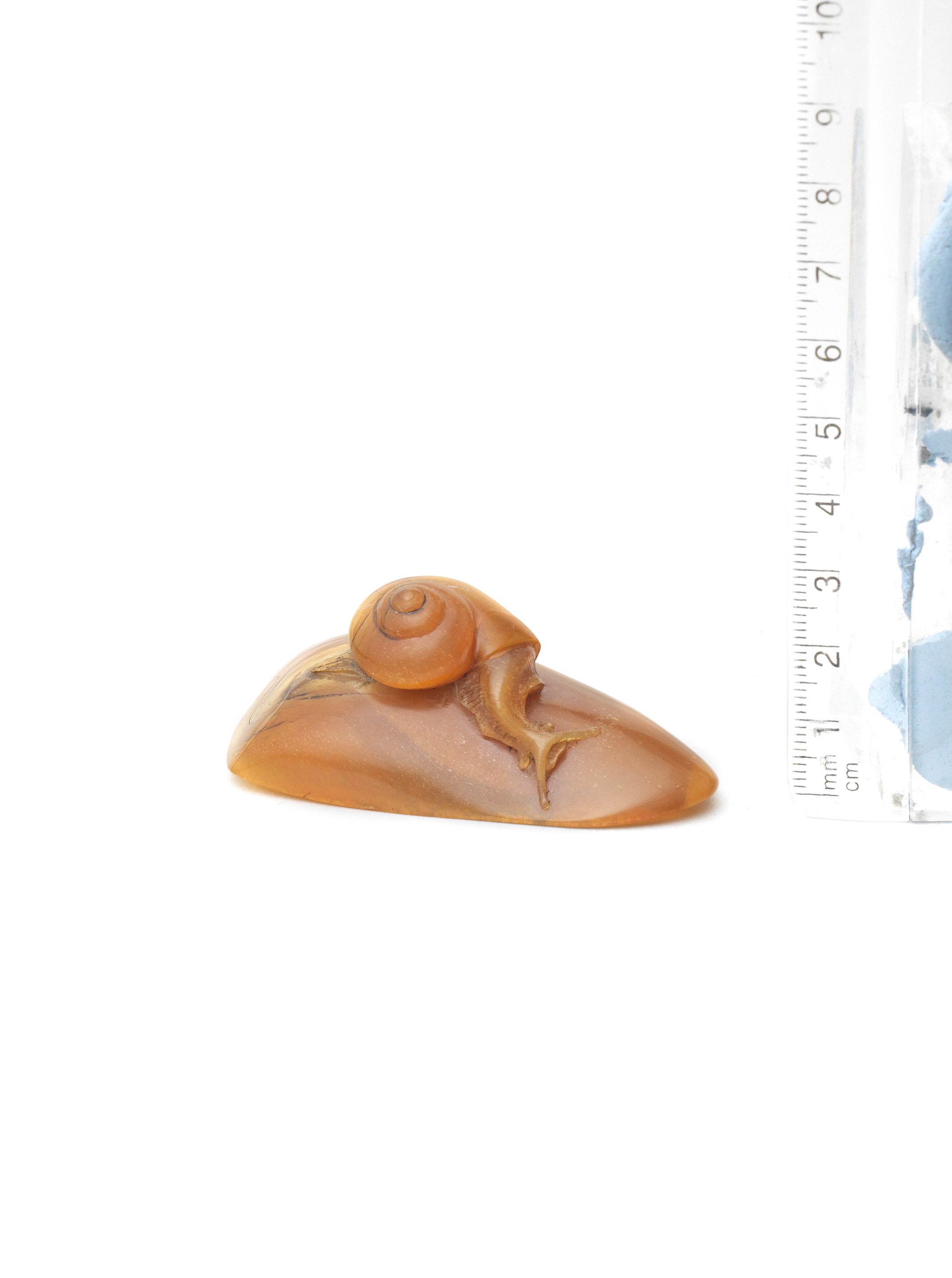 Bonhams : A buffalo-horn netsuke of a snail By Tsuramitsu (Kanman, 1793 ...