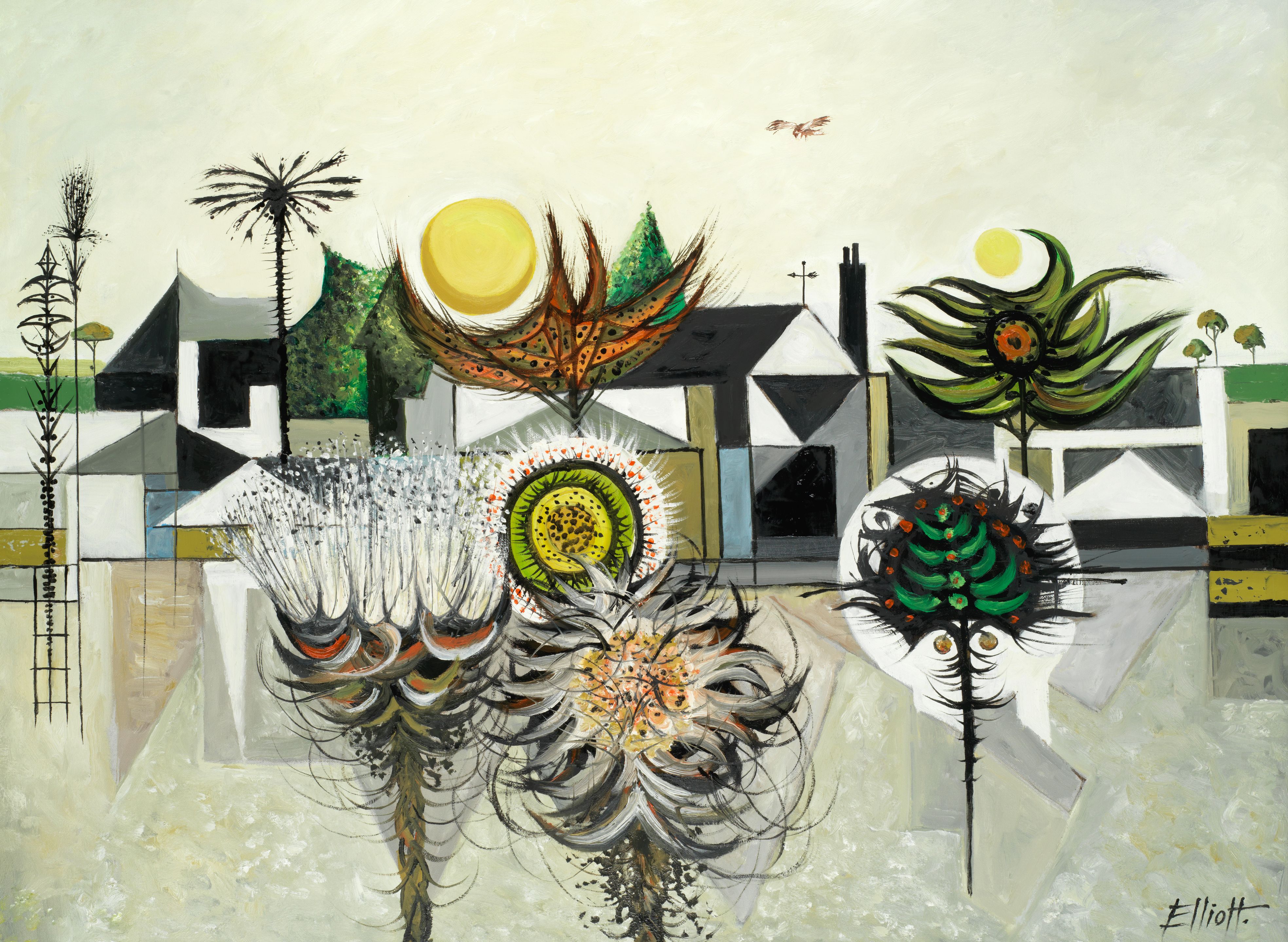 Bonhams : Robin Alexander Elliott (British, born 1936) The Hawk Hovers ...