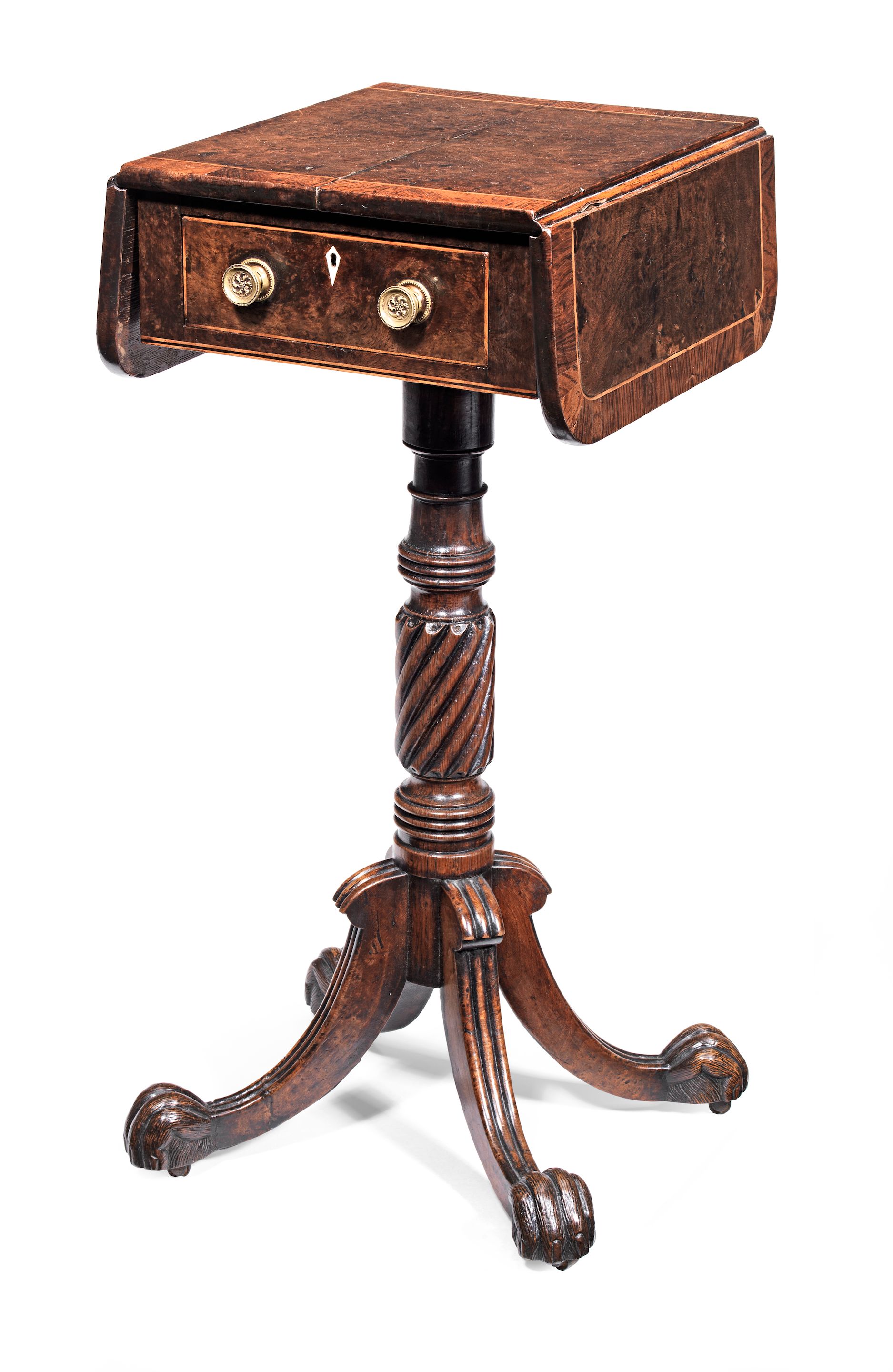 Bonhams : A Regency burr elm and rosewood crossbanded Pembroke work table