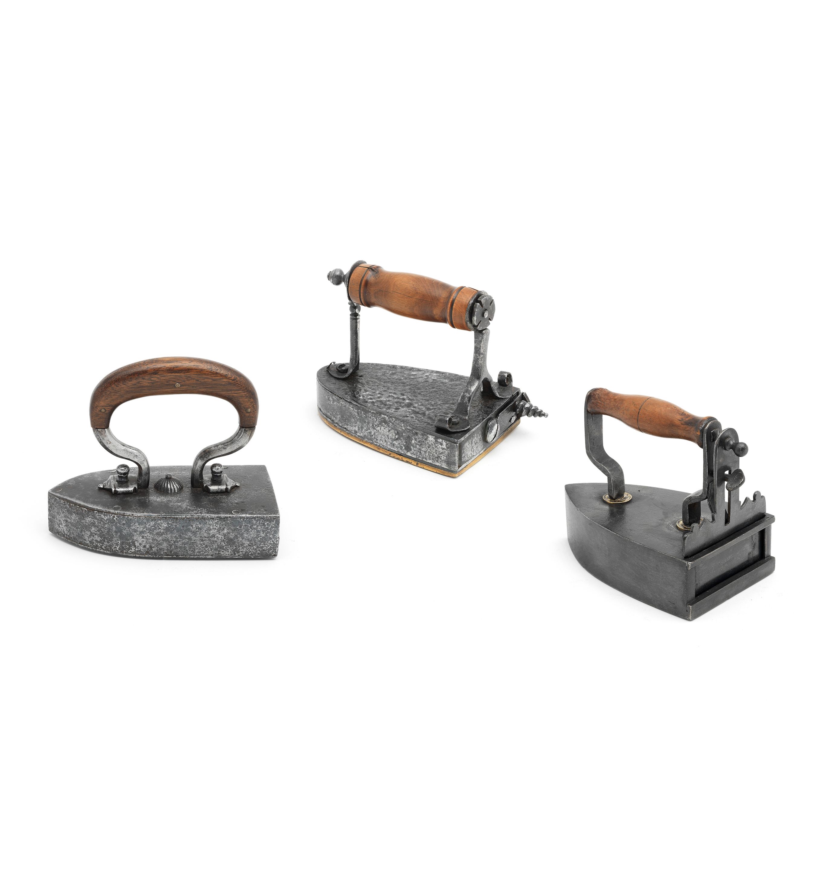 Bonhams : Three box irons, French (4)