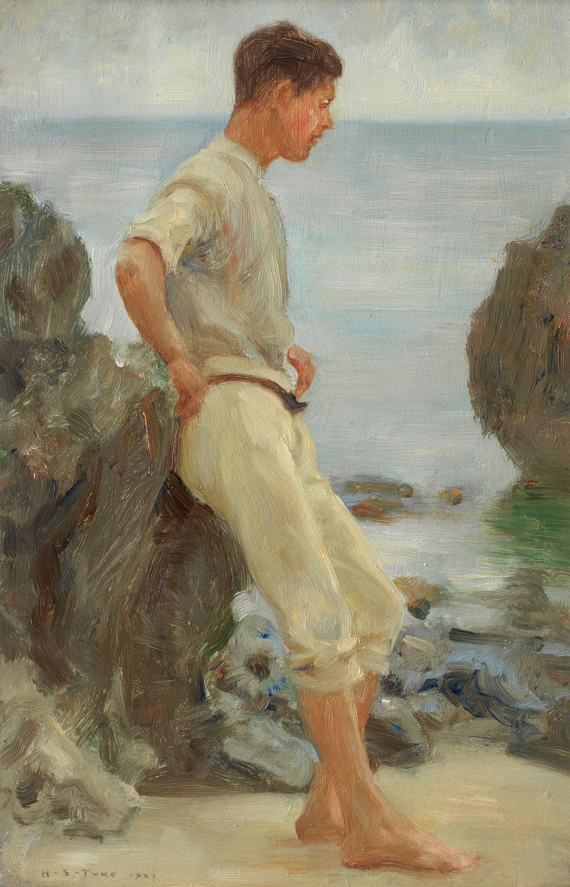 Bonhams : Henry Scott Tuke, RA, RWS (British, 1858-1929) Looking out to sea