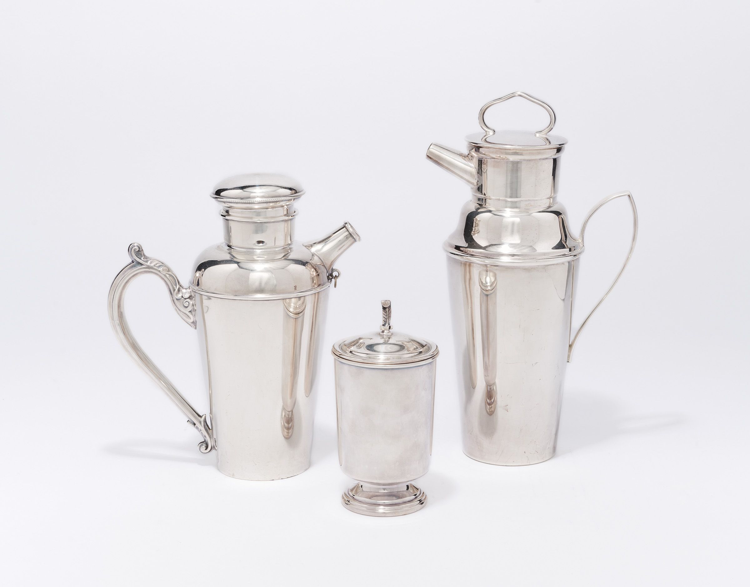 Bonhams : TWO ART DECO SILVER PLATE COCKTAIL SHAKERS By Hardy Brothers ...