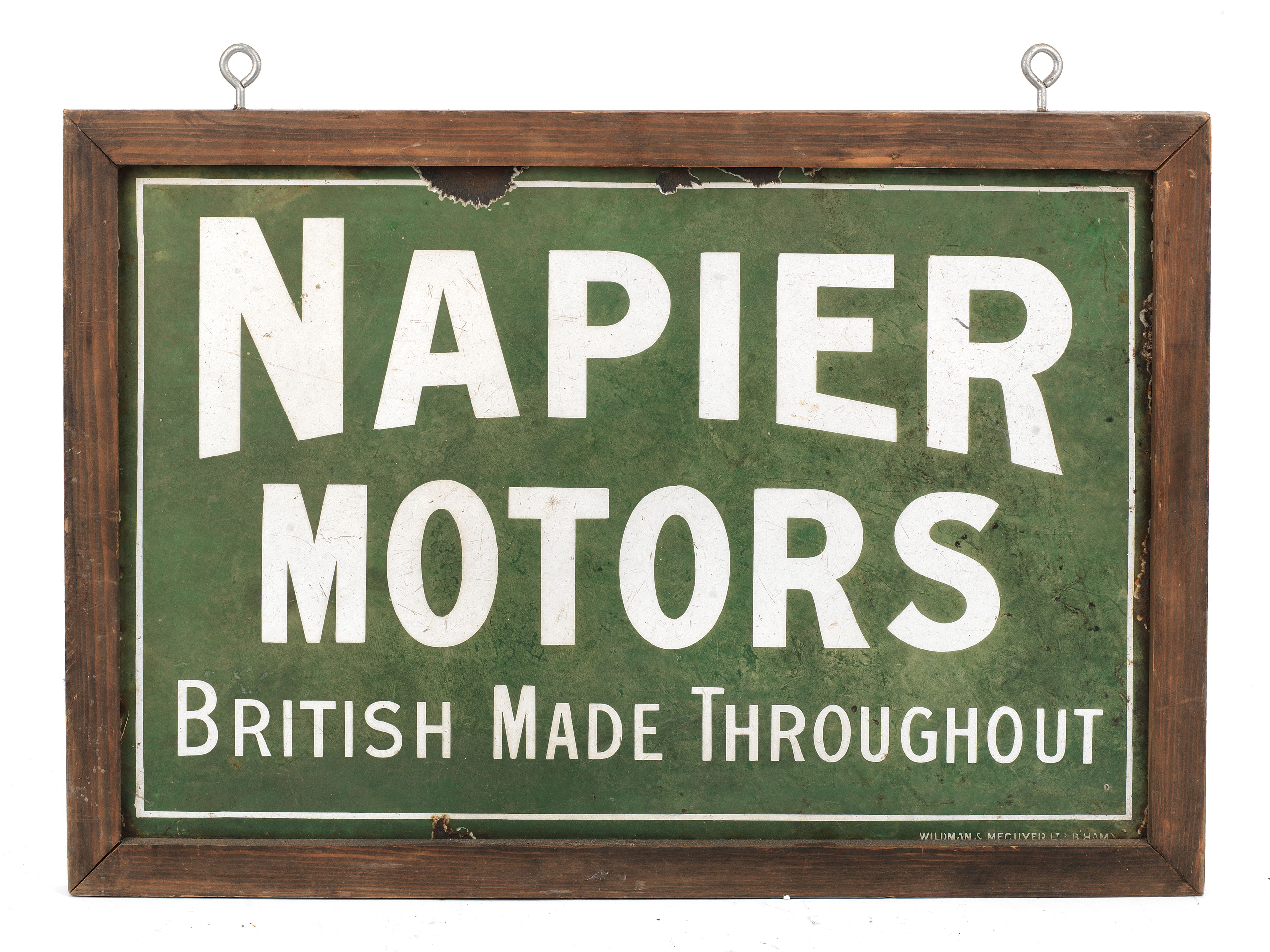 Bonhams Cars : A Napier Motors 'British Made Throughout' hanging enamel ...