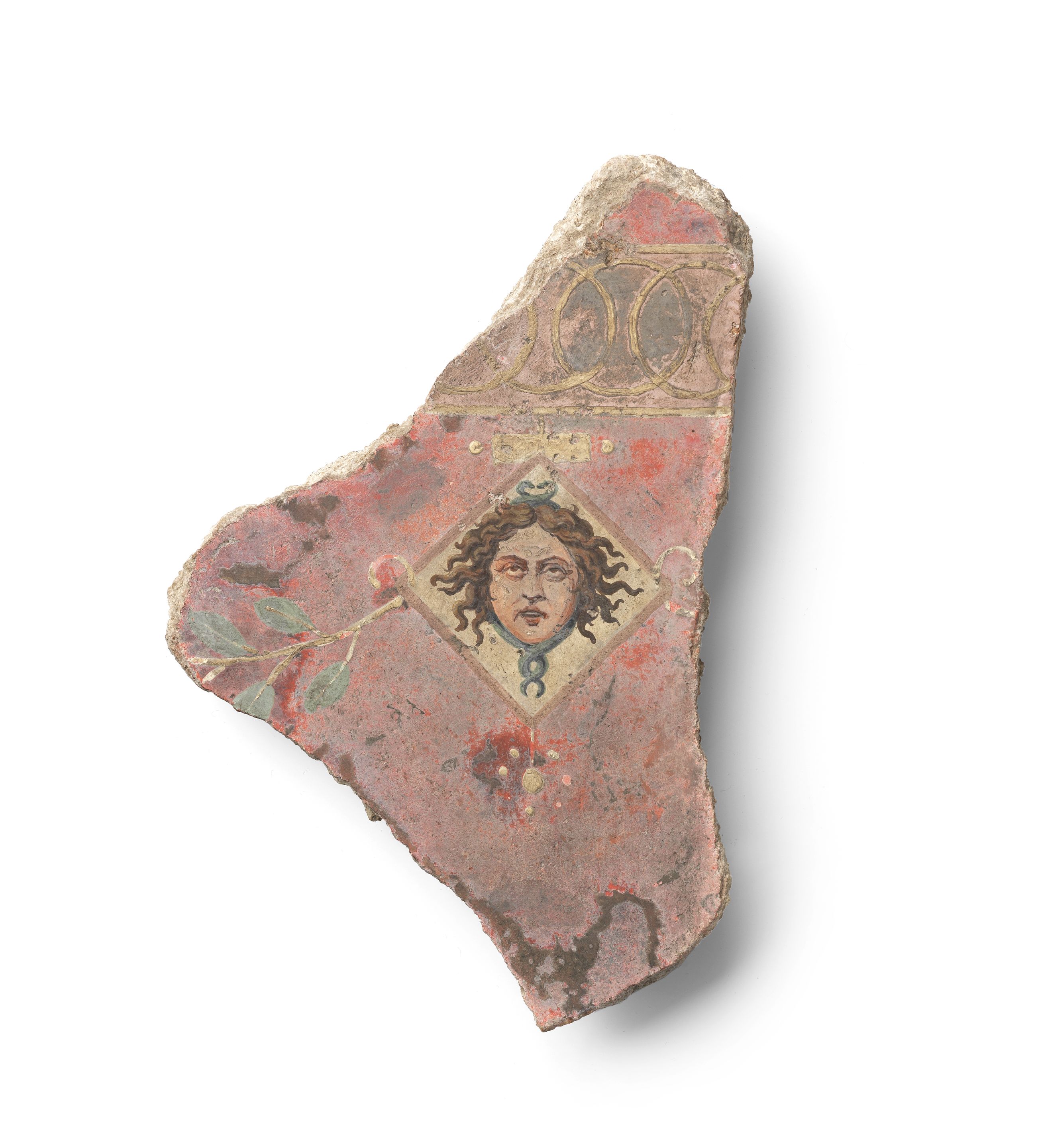 Bonhams : A Roman polychrome wall painting fragment