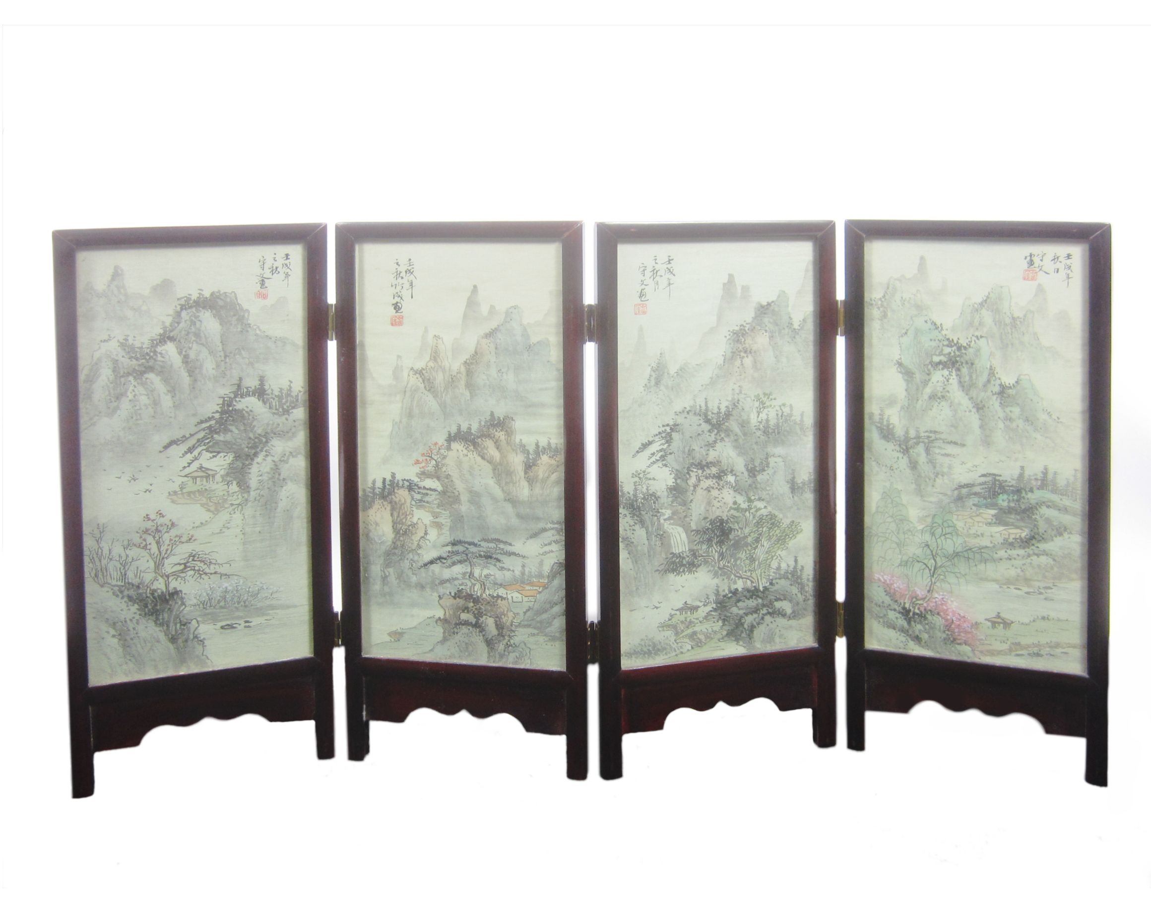 Bonhams : A four-fold miniature screen 20th century