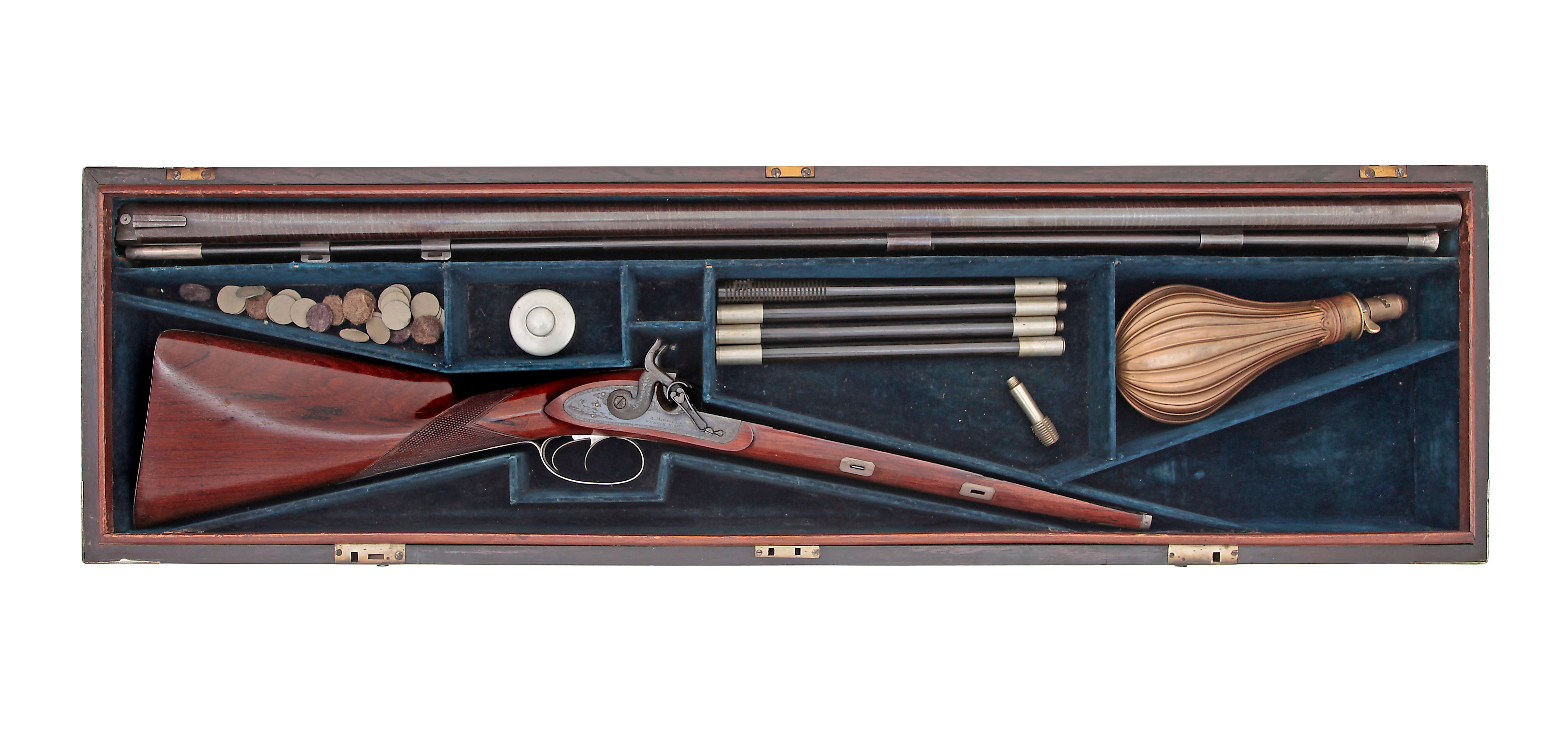 Bonhams : A Fine And Rare Cased 8-Bore Tube-Lock Silver-Mounted D.B ...