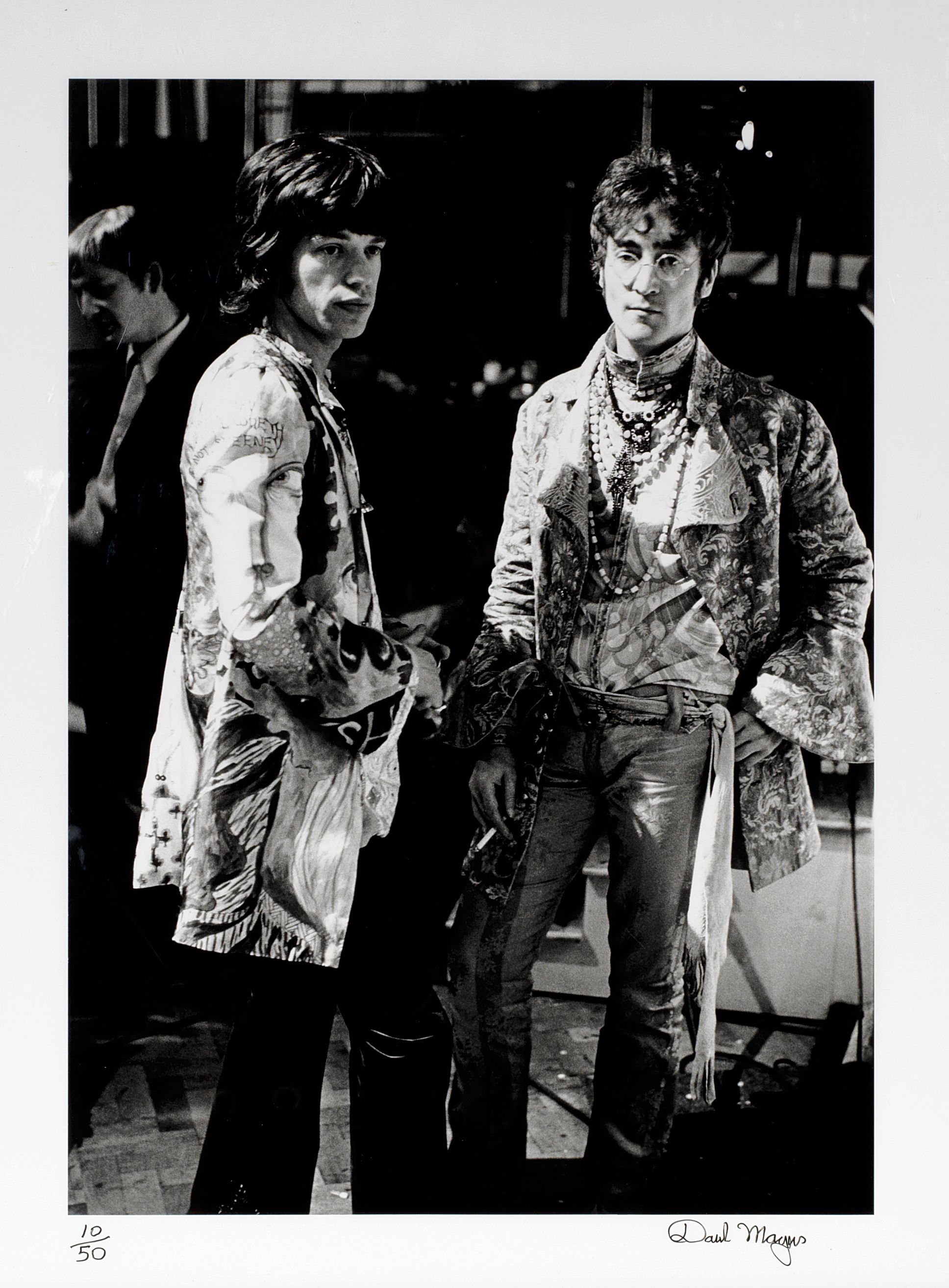 Bonhams : DAVID MAGNUS (BRITISH, B.1944) A black and white silver gelatin print of John Lennon ...