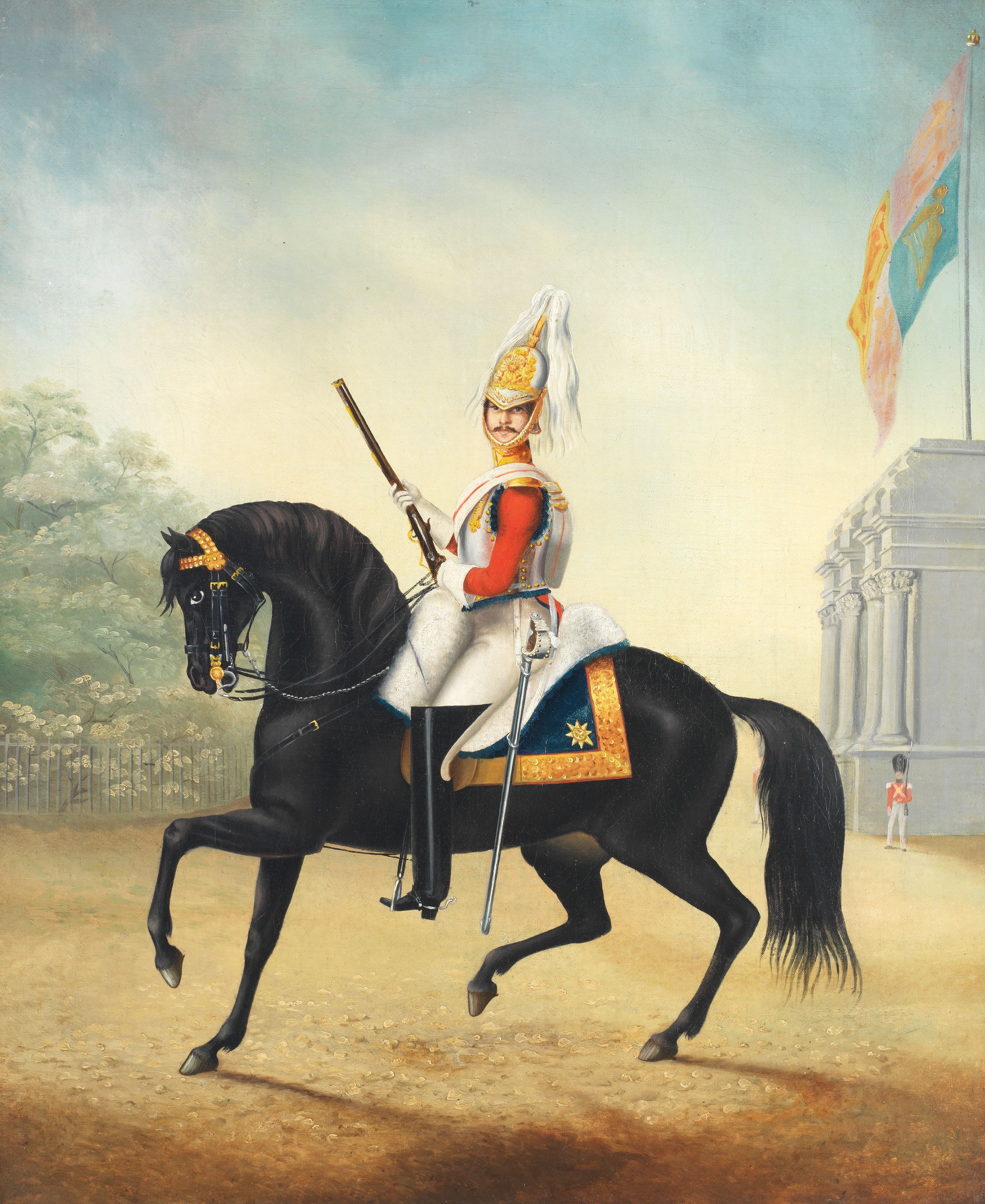 Bonhams : English School, 19th century Mounted trooper of the 1st Life ...