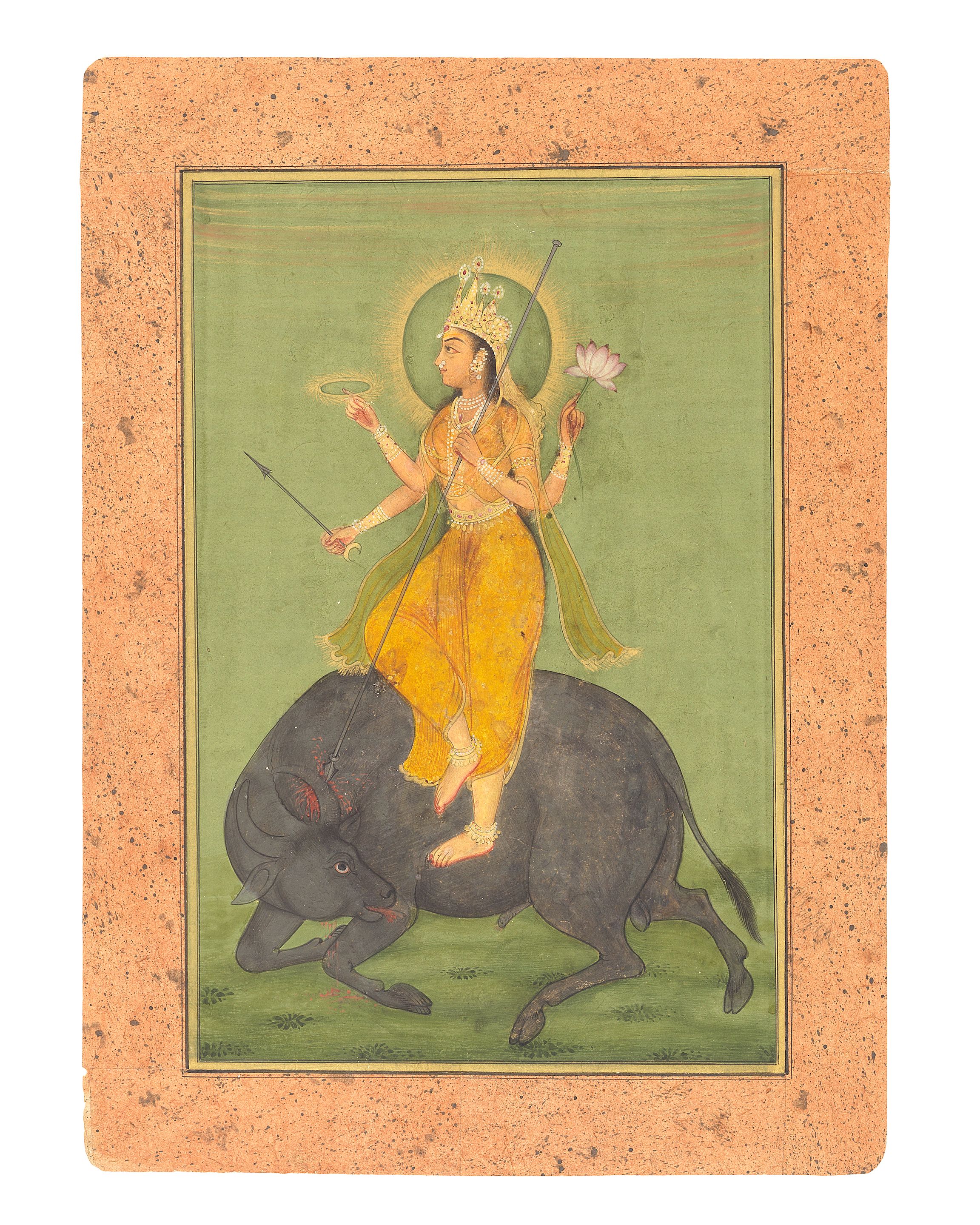 Bonhams : Durga slaying the buffalo demon, Mahashisura Mughal, 18th Century