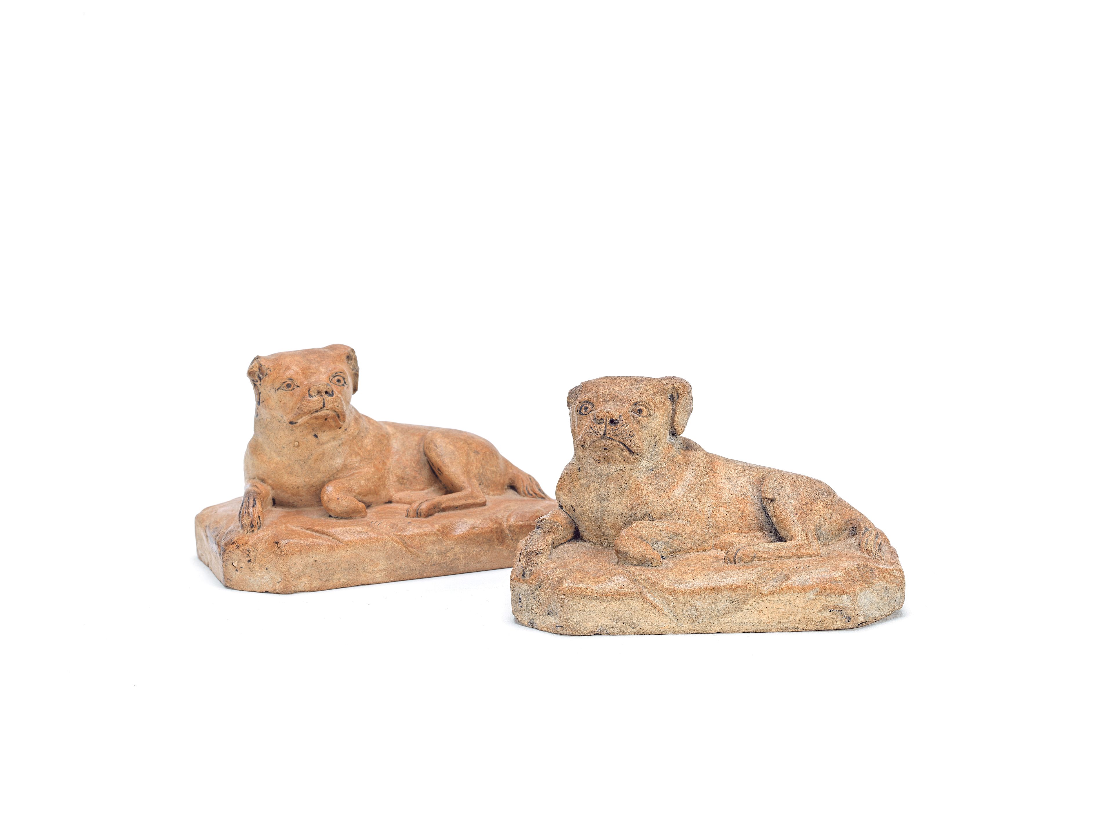 Bonhams : Two London stoneware models of the pug dog 'Trump', dated ...