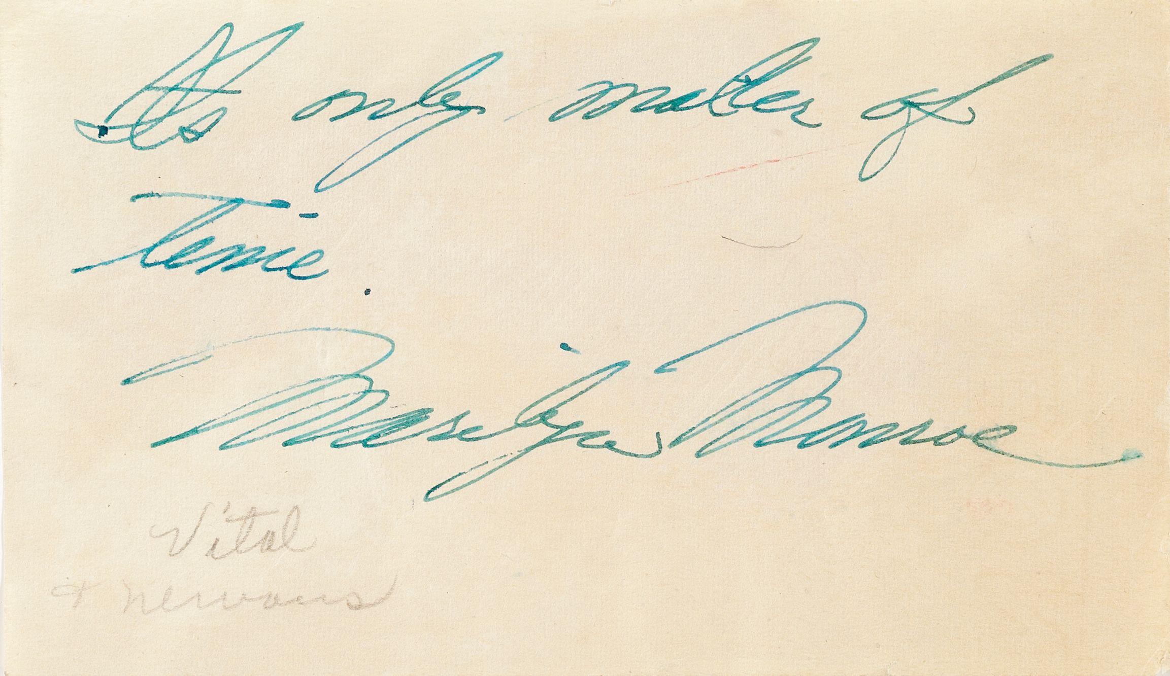 Bonhams : Marilyn Monroe A signed and inscribed autograph page, circa ...