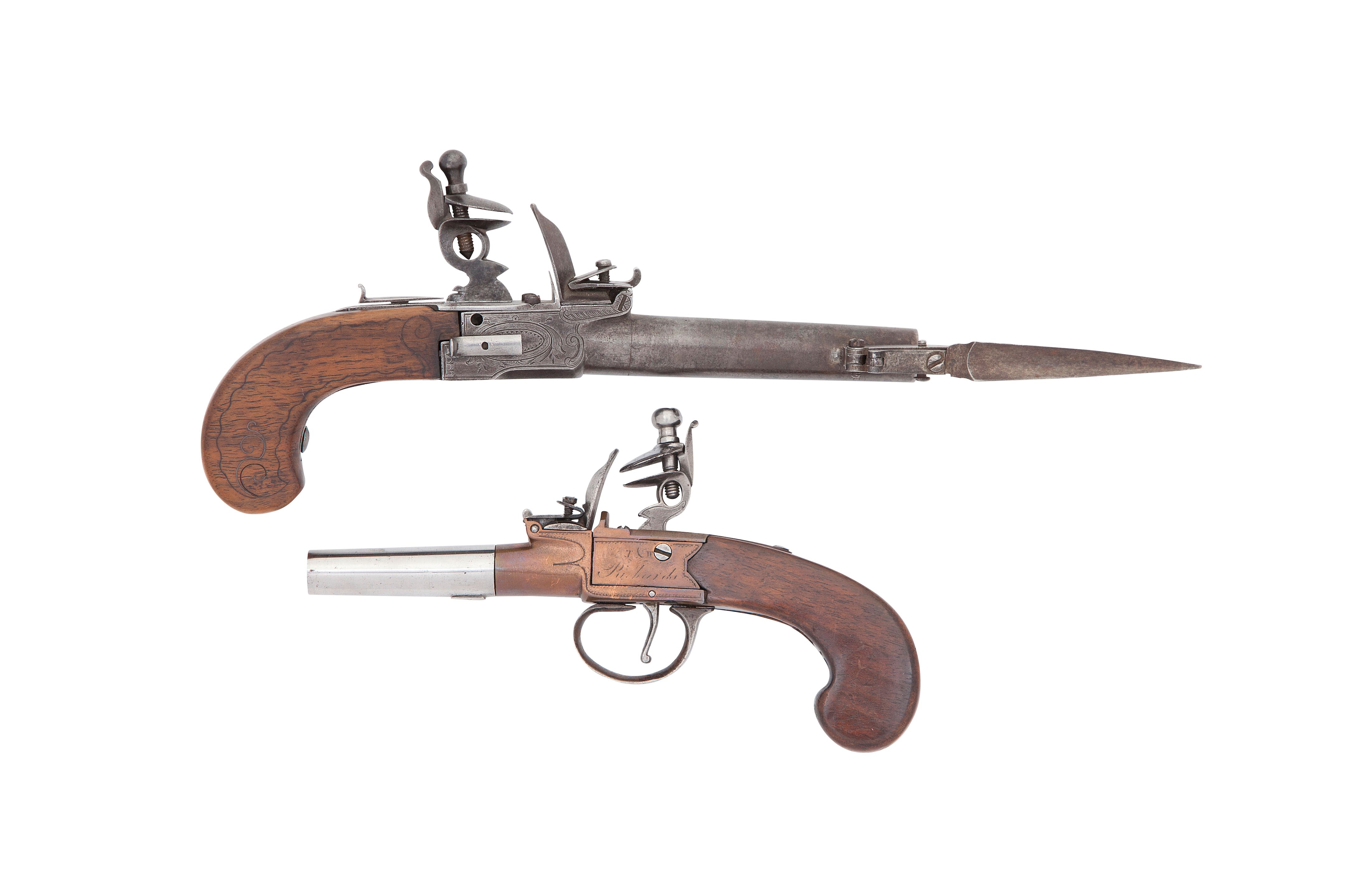 Bonhams : A Continental 40-Bore Flintlock Box-Lock Pistol With Spring ...