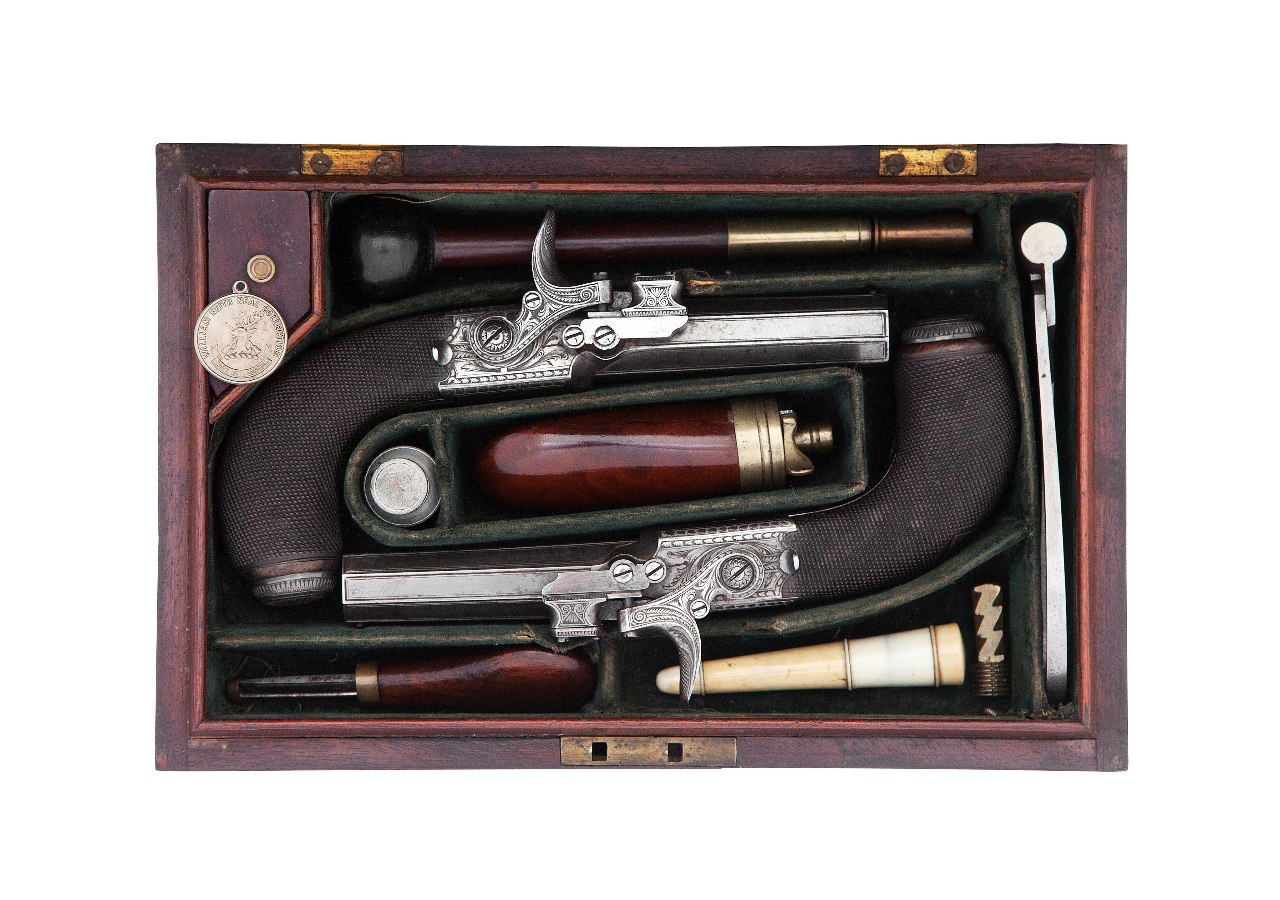 Bonhams : A Very Rare Cased Pair Of 40-Bore Forsyth Patent Sliding ...