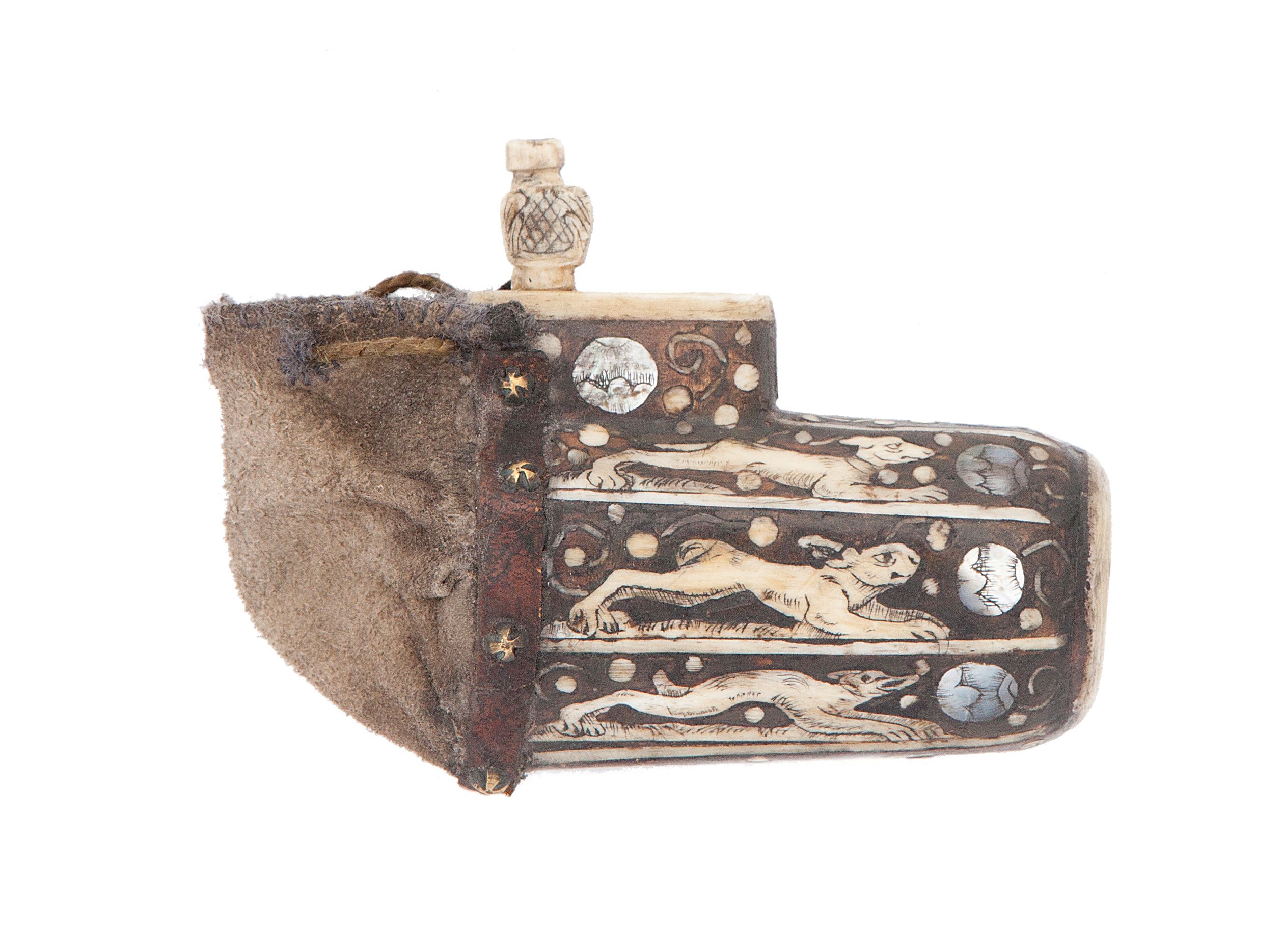 Bonhams : A Powder-Flask And Bullet-Pouch For A Wheel-Lock Tschinke In ...