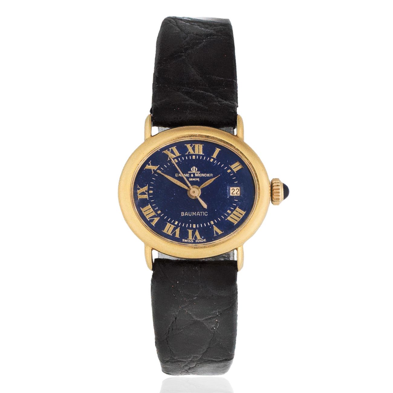 Bonhams : Baume & Mercier. A lady's 18K gold automatic oval calendar ...