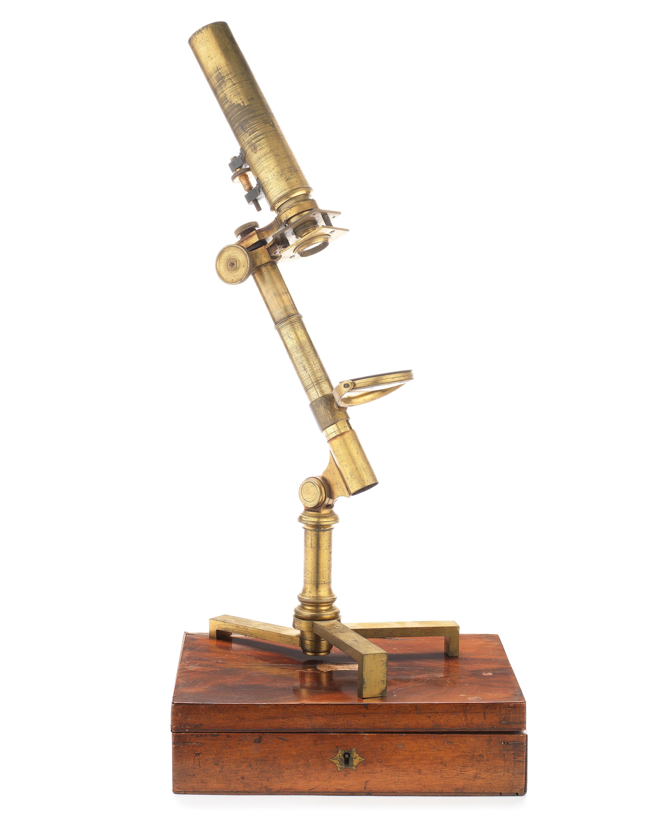 Bonhams : An Abraham brass monocular compound microscope, English ...