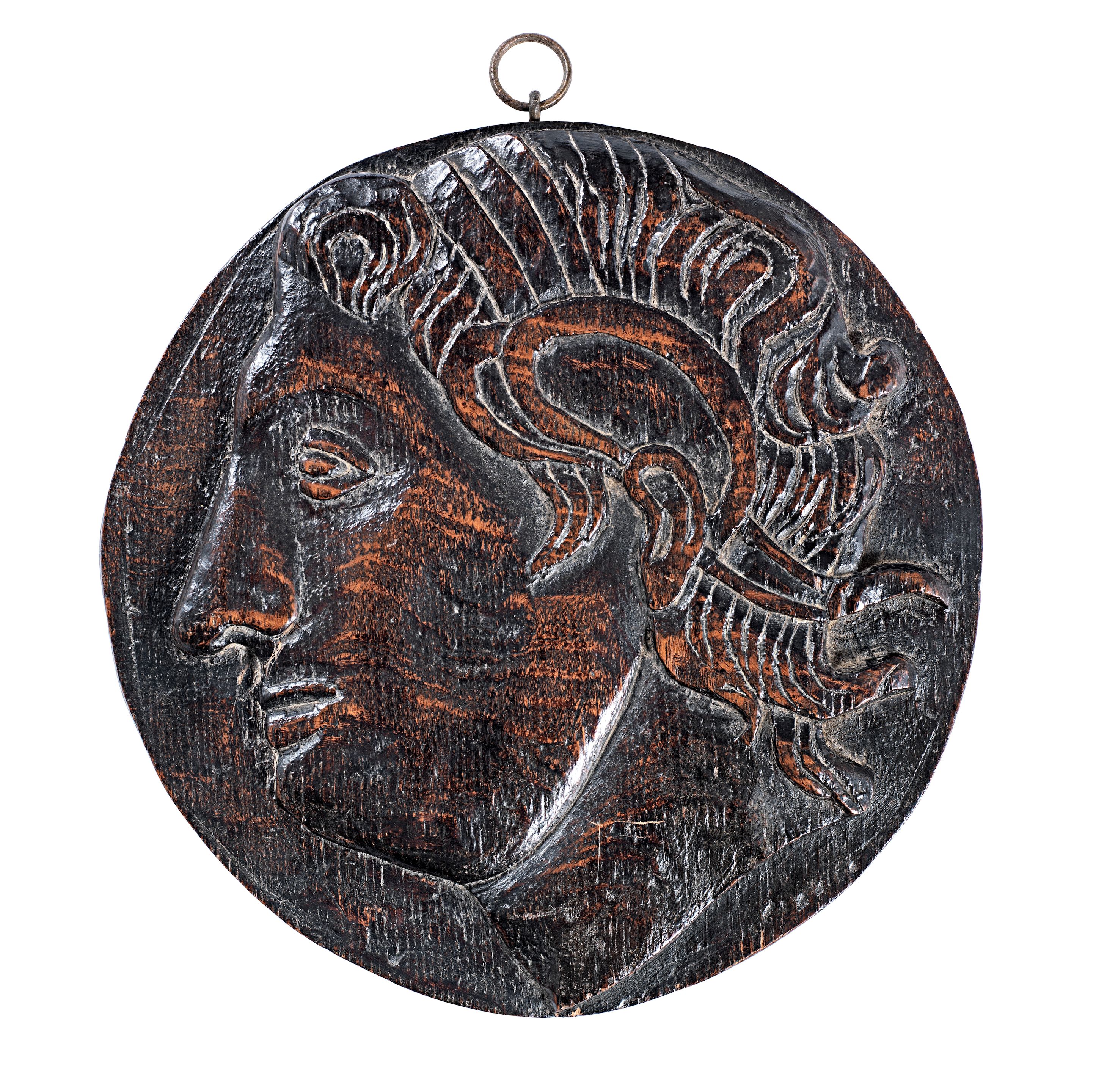 Bonhams : A 19th century carved oak roundel, Alexander the Great