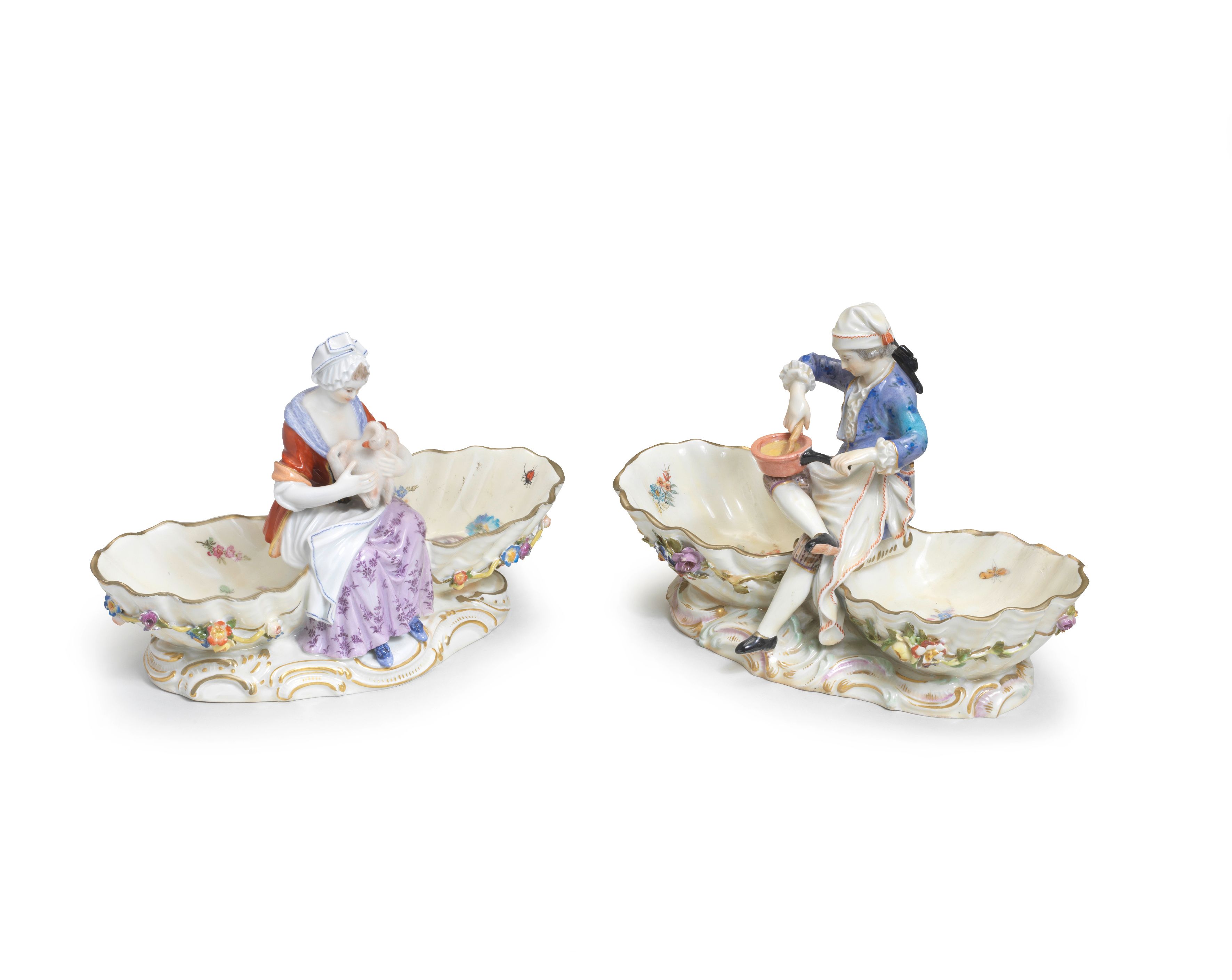 Bonhams : Two Meissen figural double-salts, late 19th century; together ...