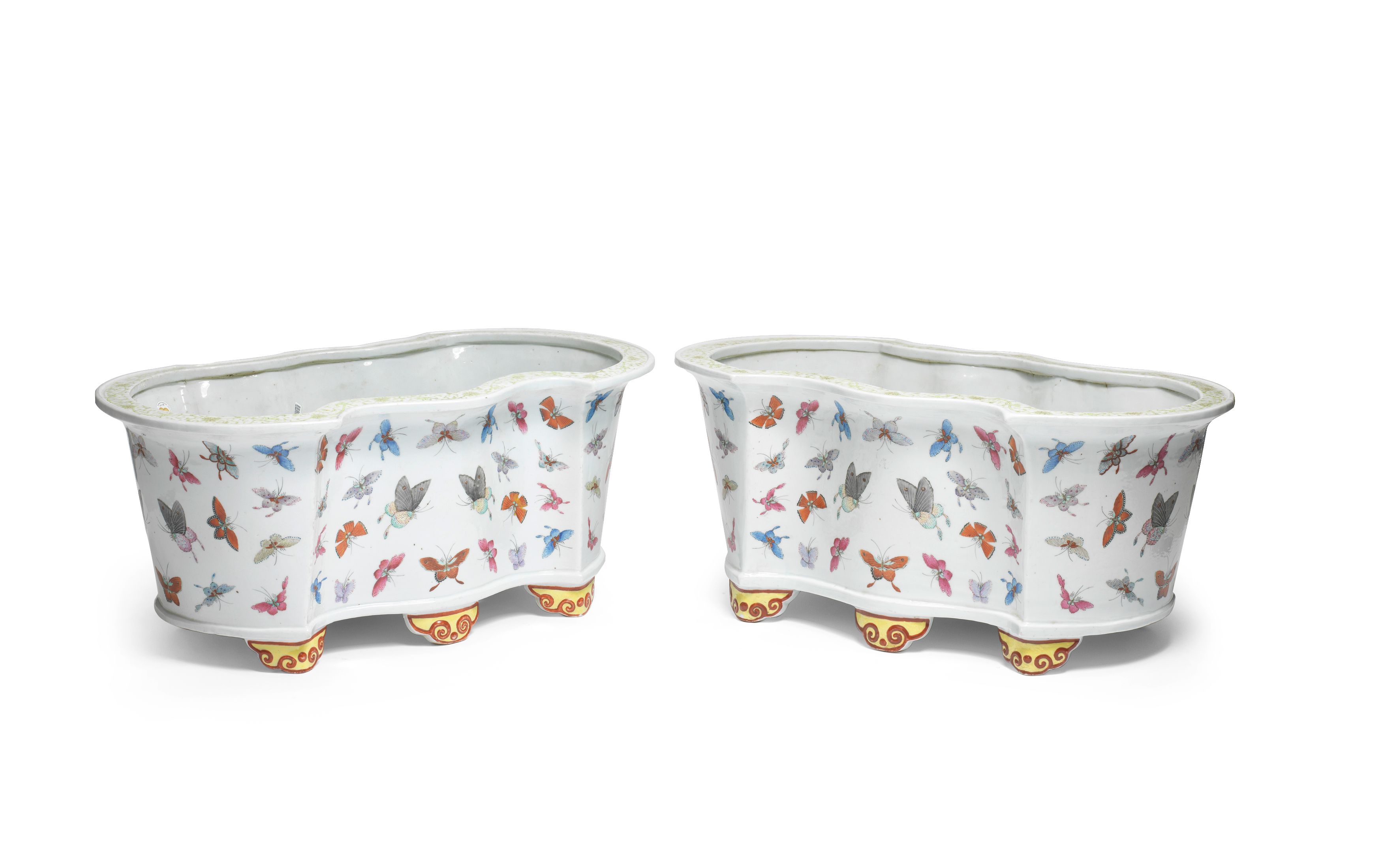 Bonhams : A PAIR OF LARGE FAMILLE ROSE 'HUNDRED BUTTERFLIES ...