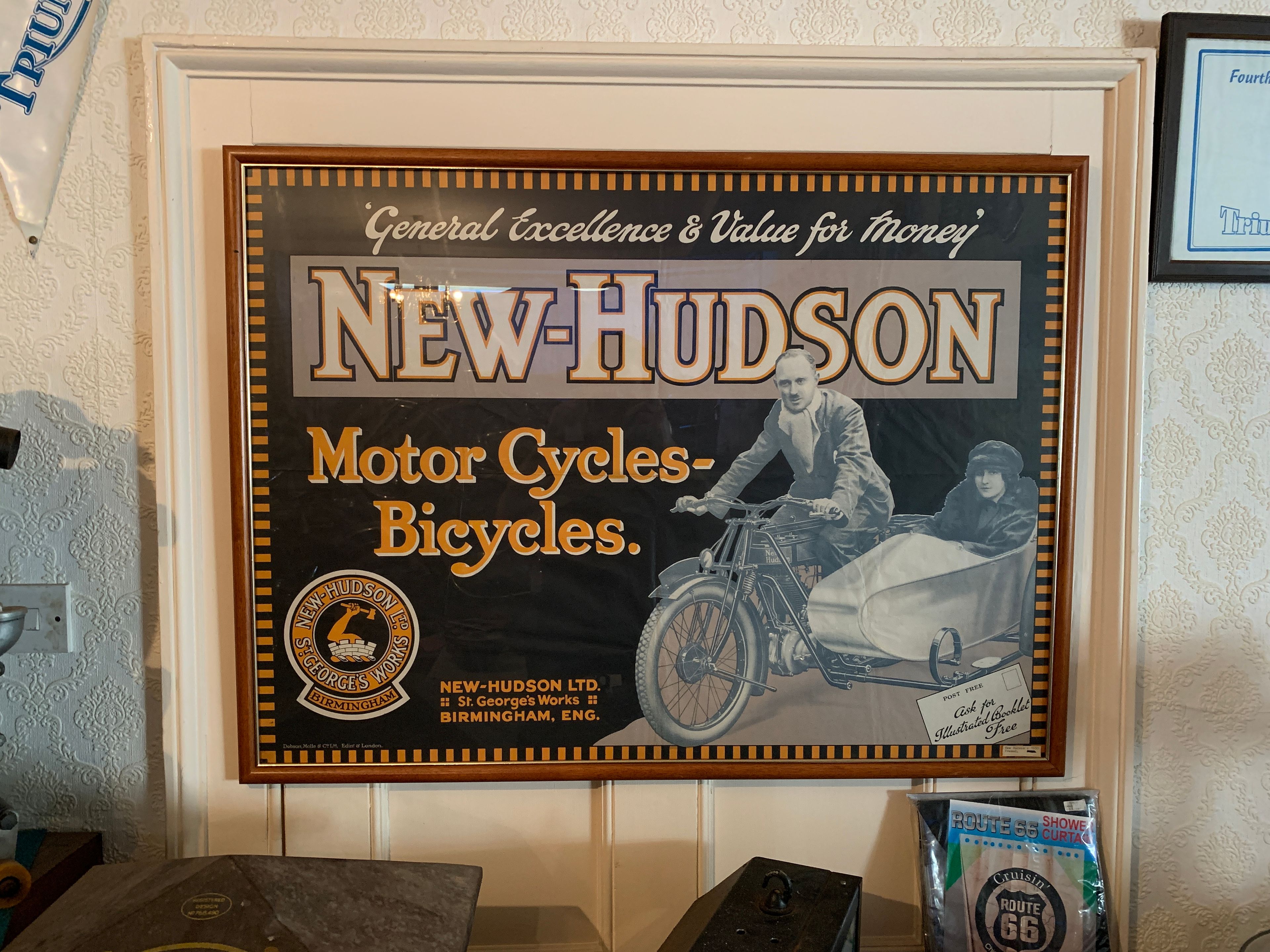 Bonhams Cars : A New-Hudson Motor Cycles - Bicycles advertising poster ...