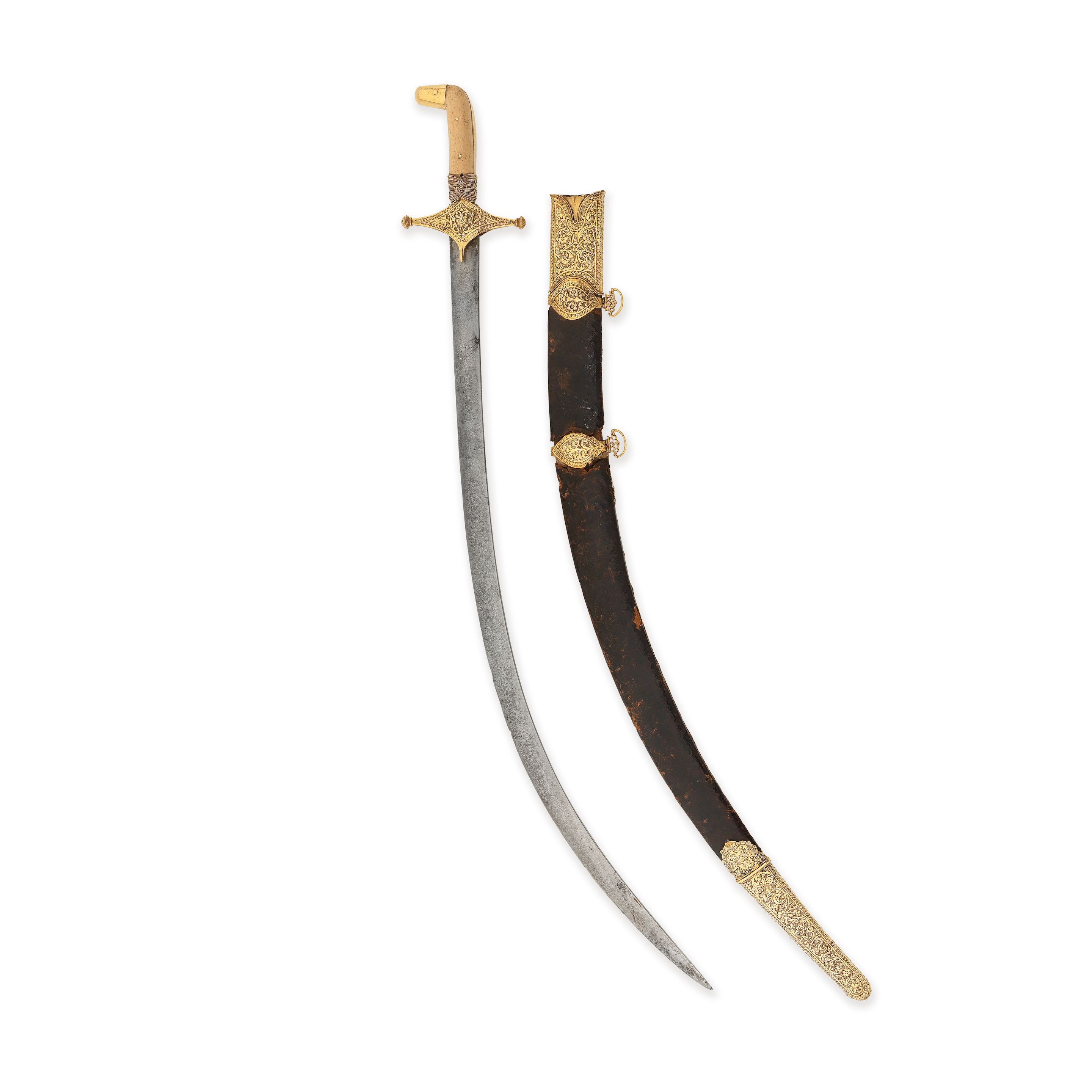 Oman Sword Bonhams : A Leather Mounted Steel Sword (kattara) Oman Or