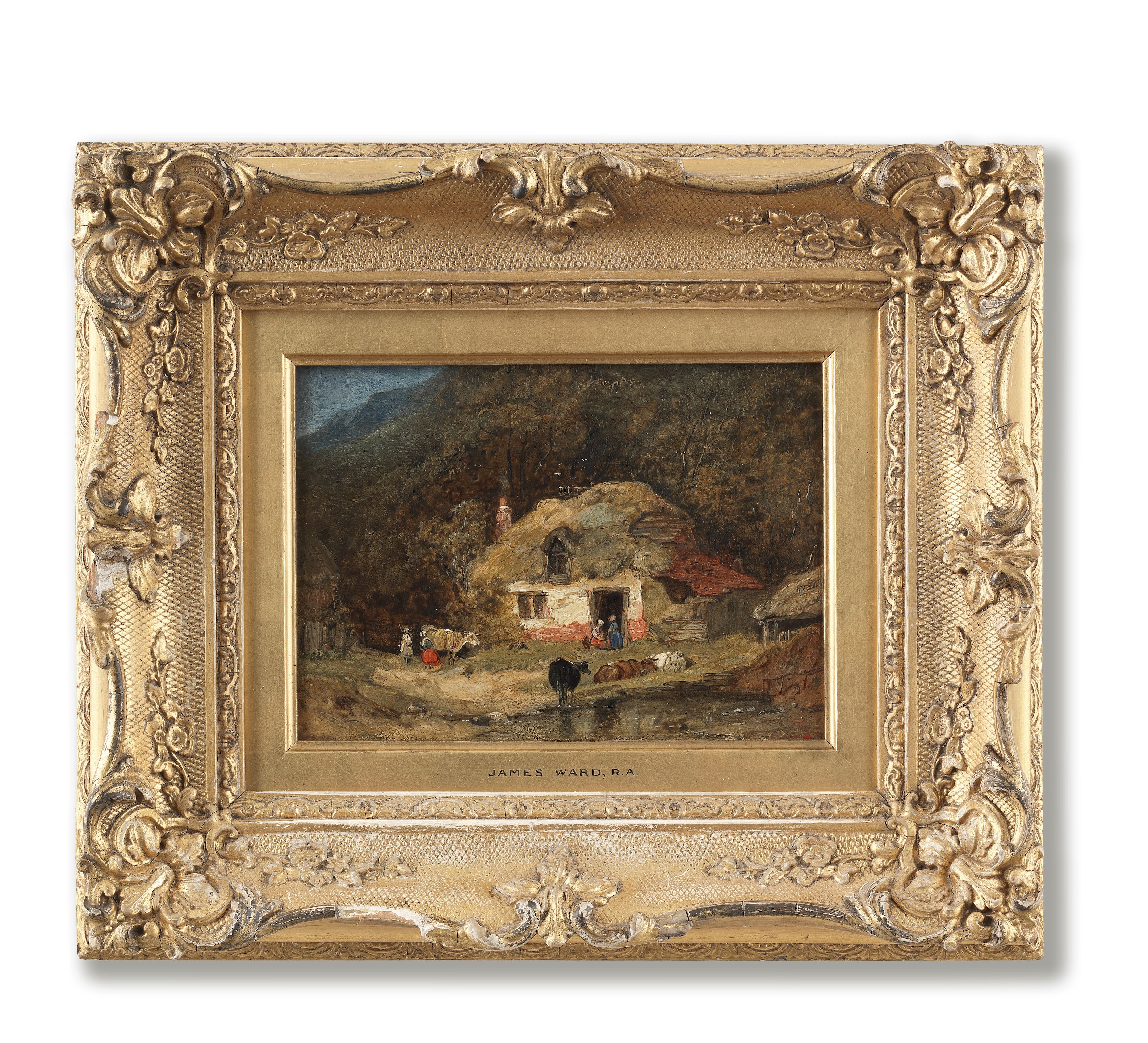 Bonhams : James Ward, RA (British, 1769-1859) Figures outside a cottage ...