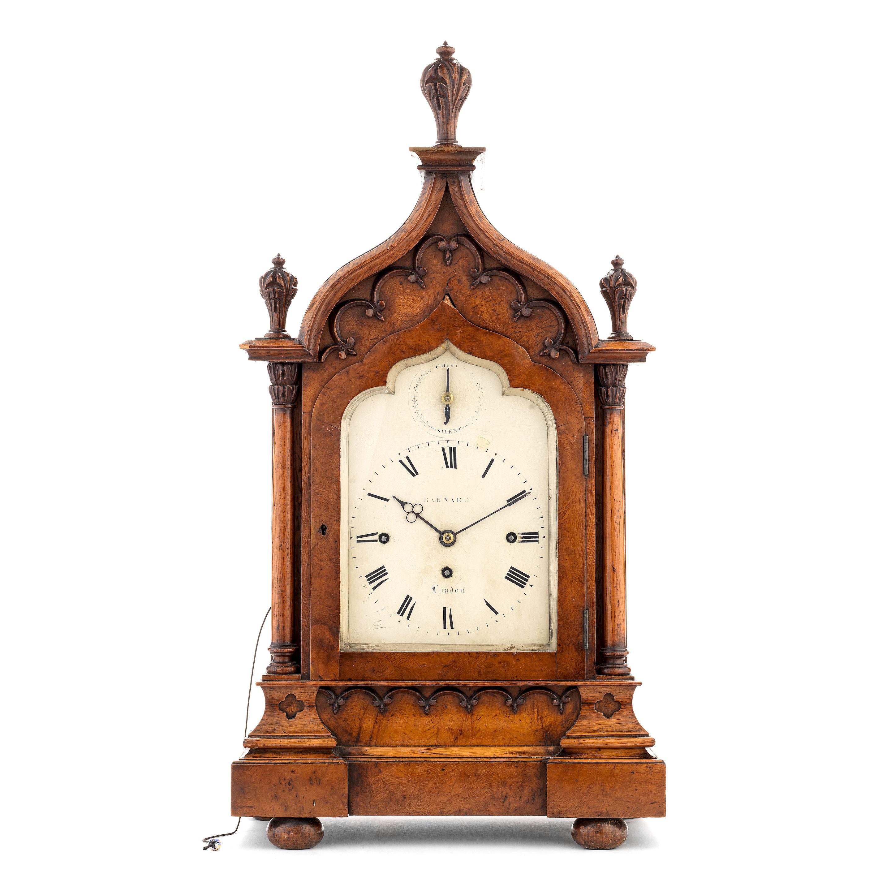 Bonhams : A mid 19th century oak chiming bracket clock with pull repeat ...