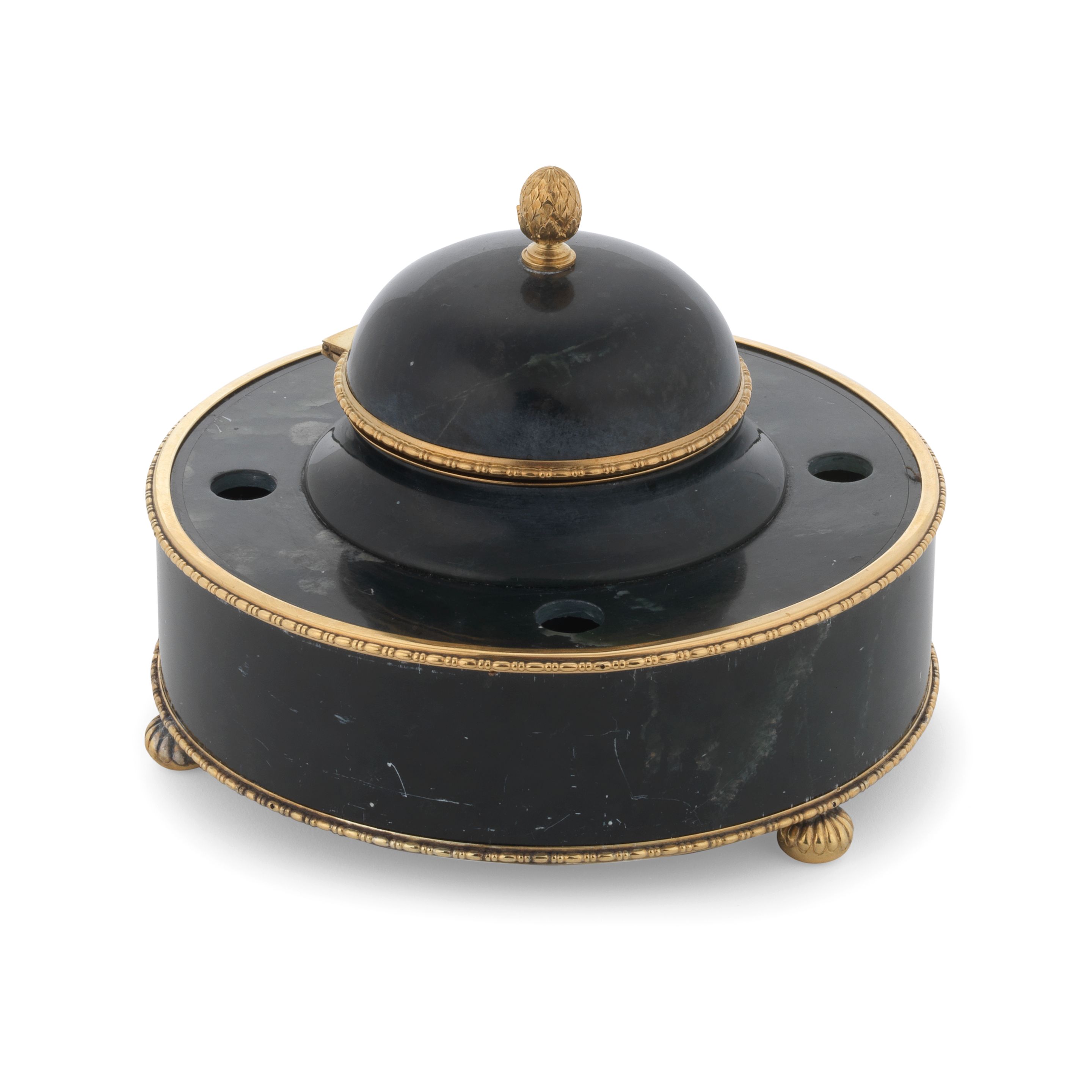 Bonhams : An Art Deco silver-gilt mounted nephrite jade inkwell maker ...