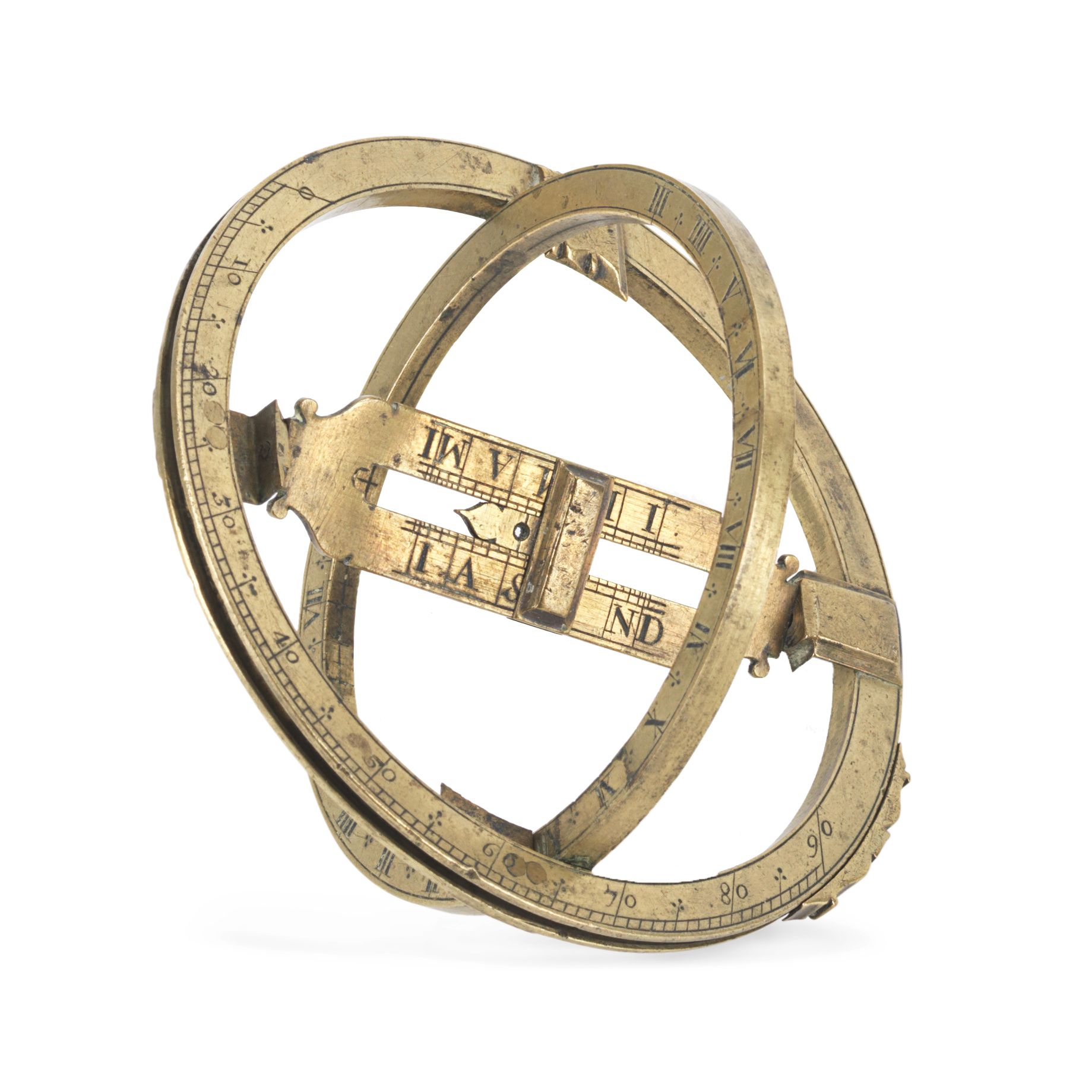 Bonhams : A BRASS UNIVERSAL EQUINOCTIAL RING DIAL, English, 18th century,