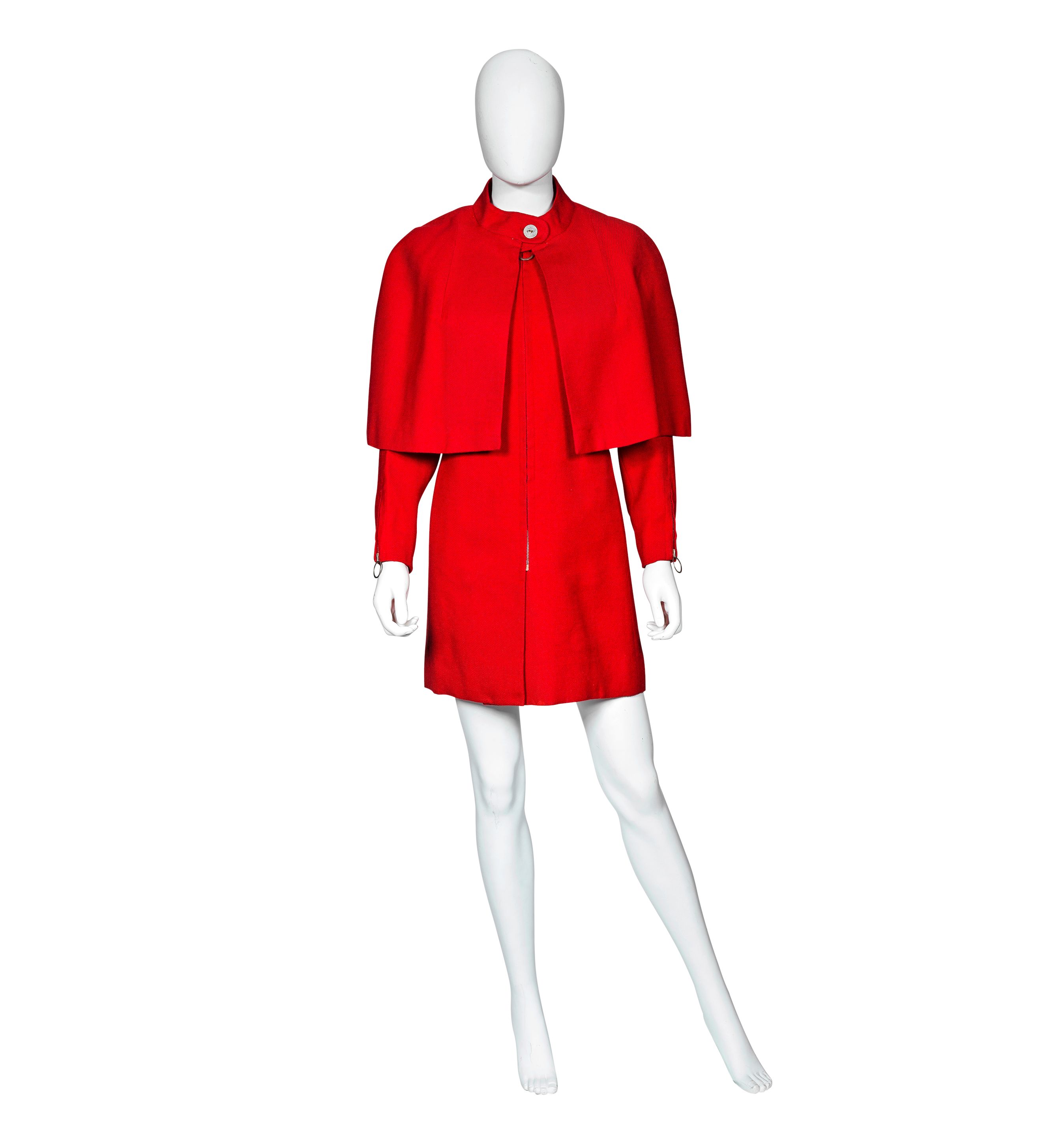 Bonhams : Mary Quant Ginger Group A Red Wool Cape Coat, circa 1968