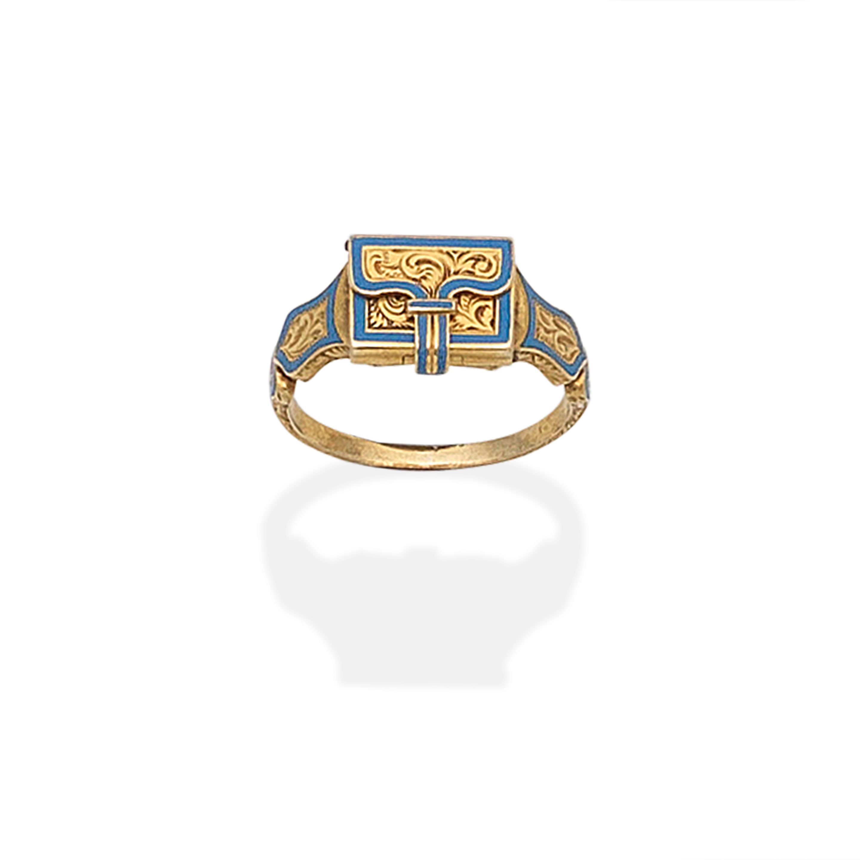 Bonhams : ENAMEL ENVELOPE RING,