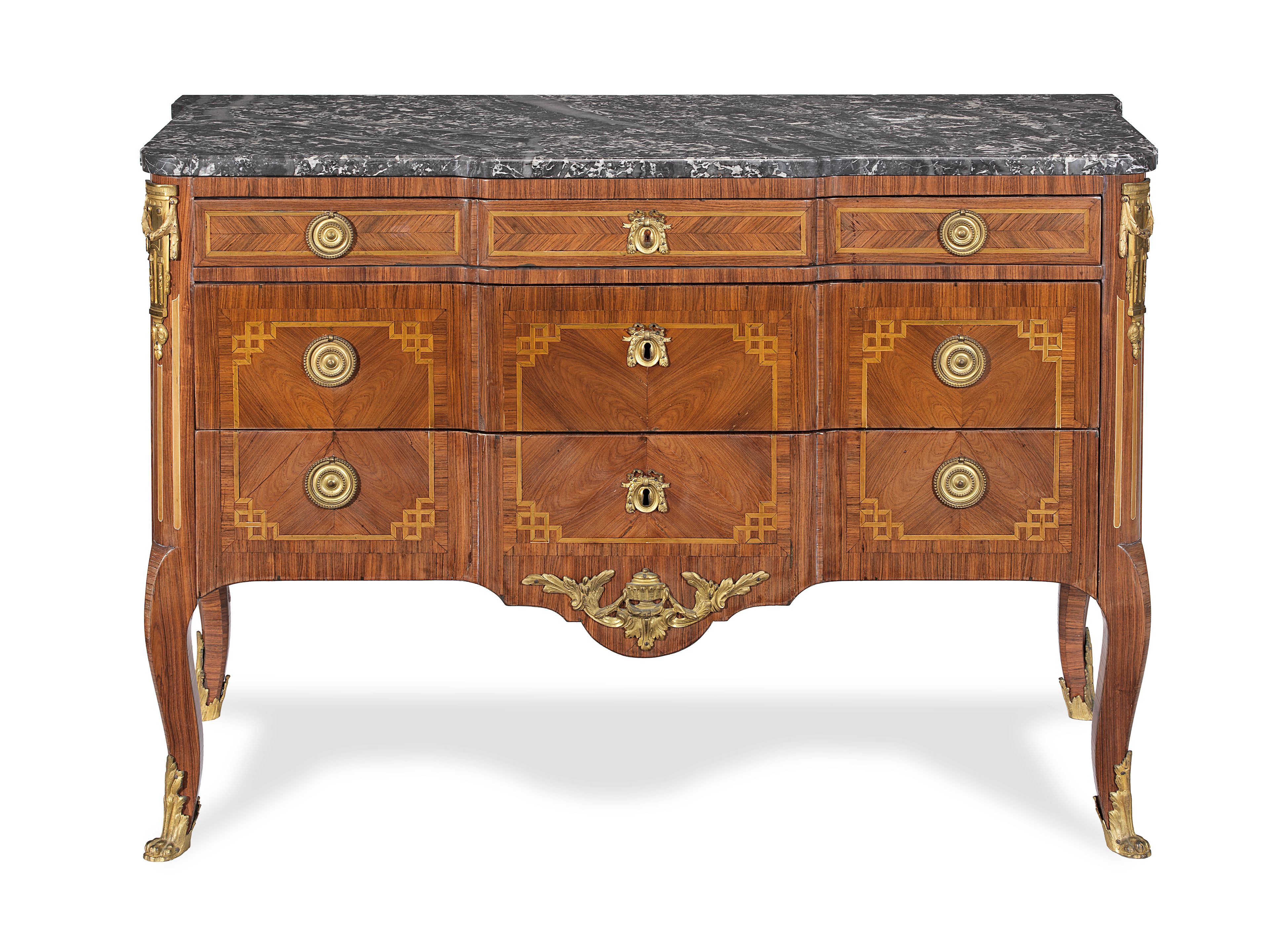 Bonhams : A Louis XV ormolu mounted kingwood, tulipwood and stained ...