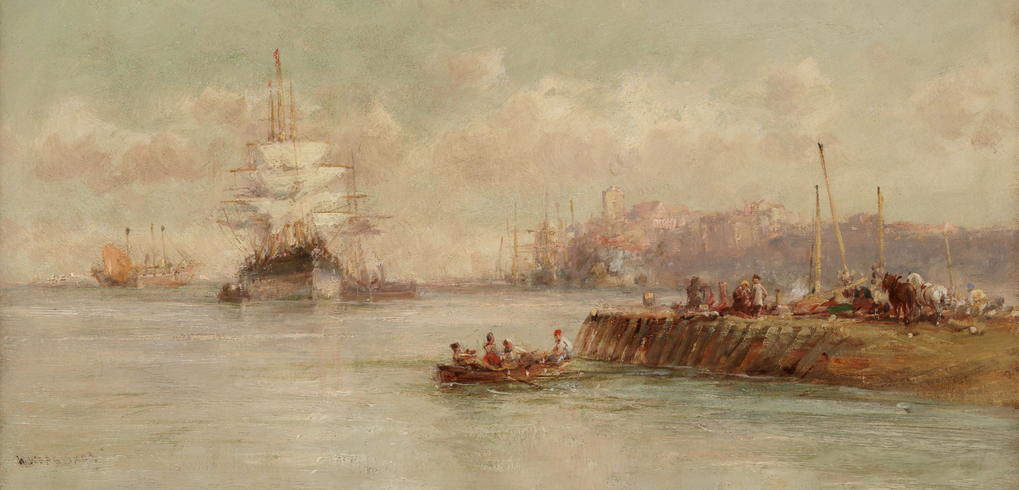 Bonhams : William Edward Webb (British, 1862-1903) A harbour scene ...