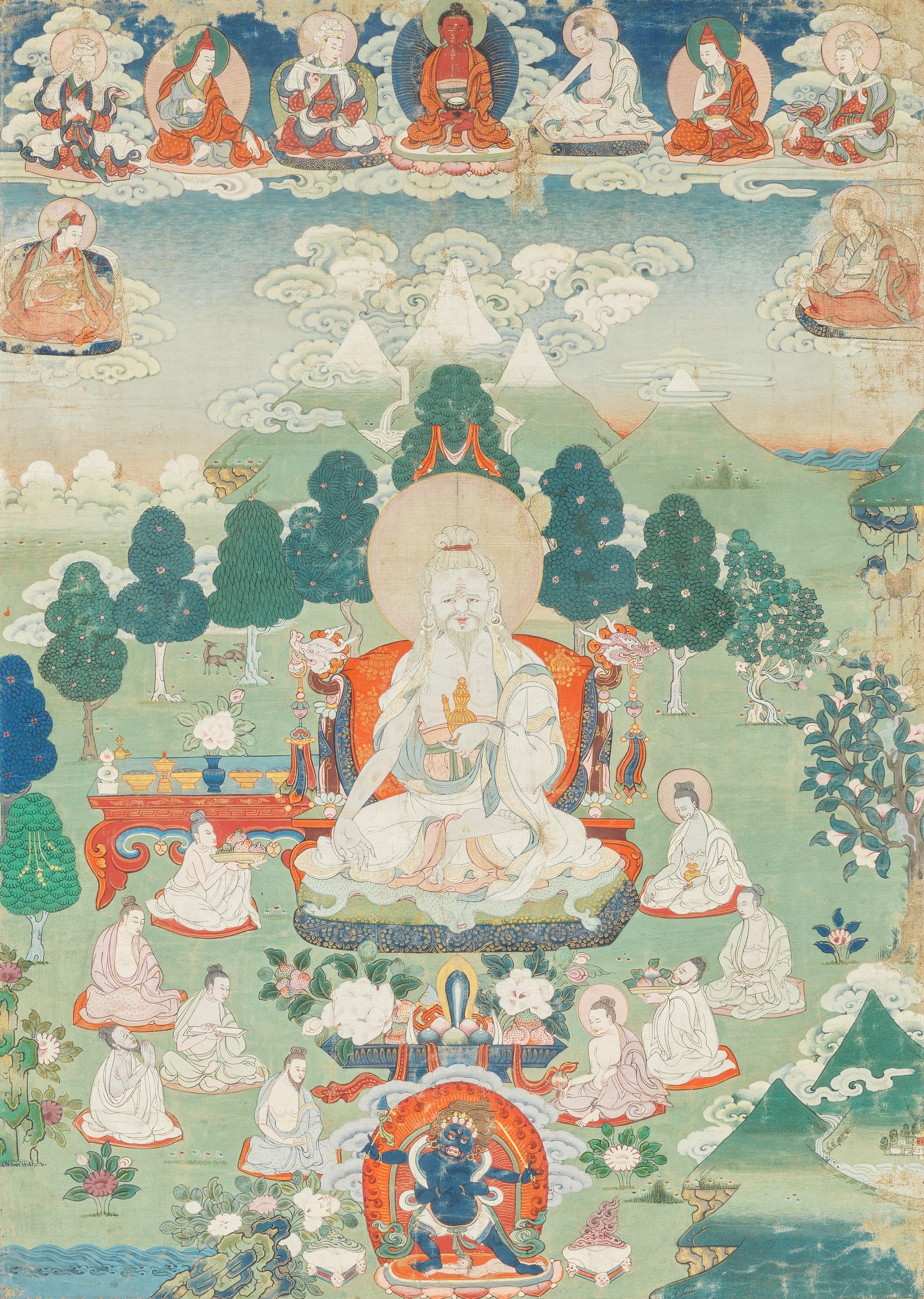 Bonhams : A THANGKA OF A MAHASIDDHA Tibet, 19th century