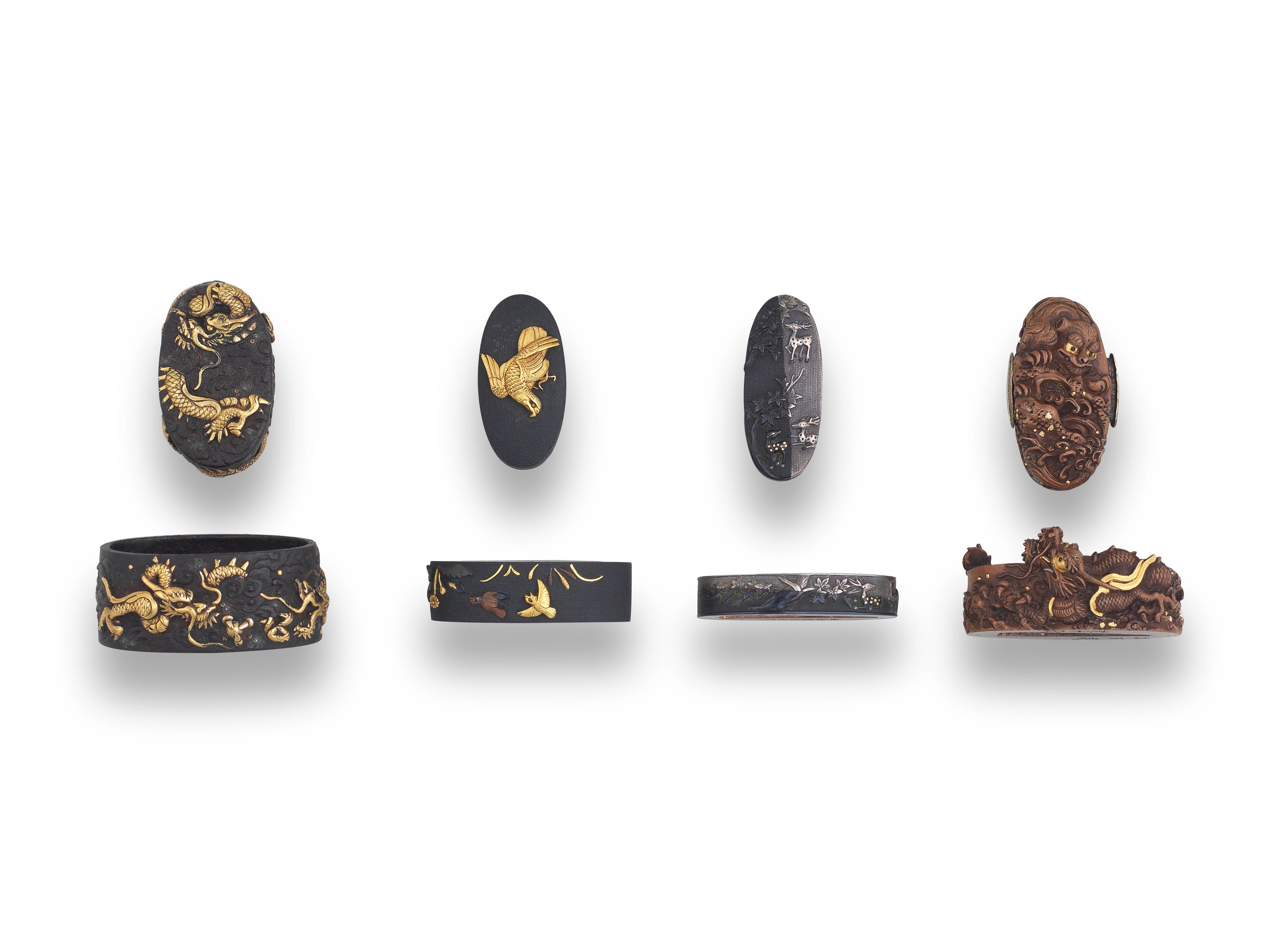 Bonhams : FOUR FUCHI-GASHIRA (HILT COLLARS AND POMMELS) Edo period ...