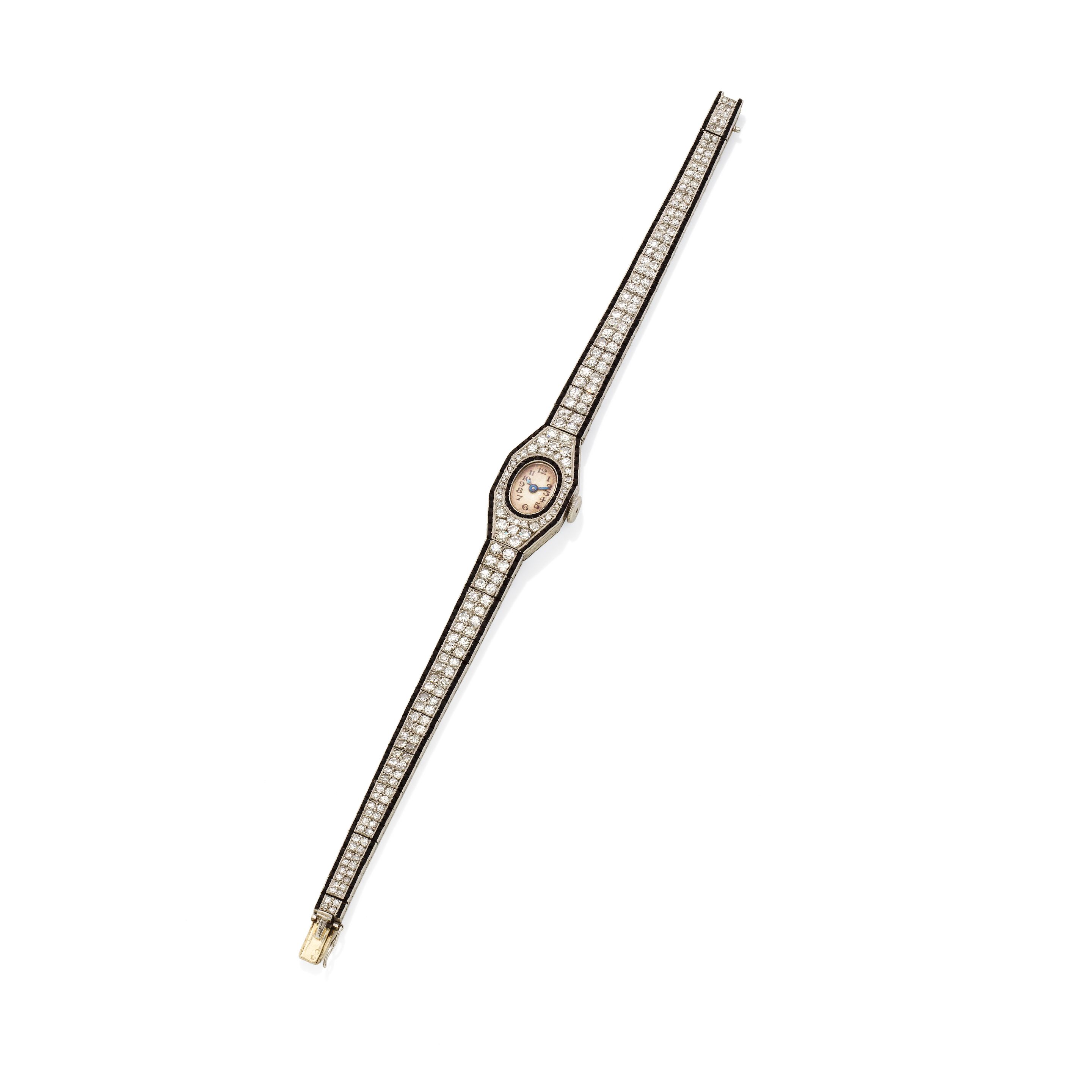 Bonhams : FERDINAND VERGER ART DECO DIAMOND AND ONYX BRACELET WATCH ...
