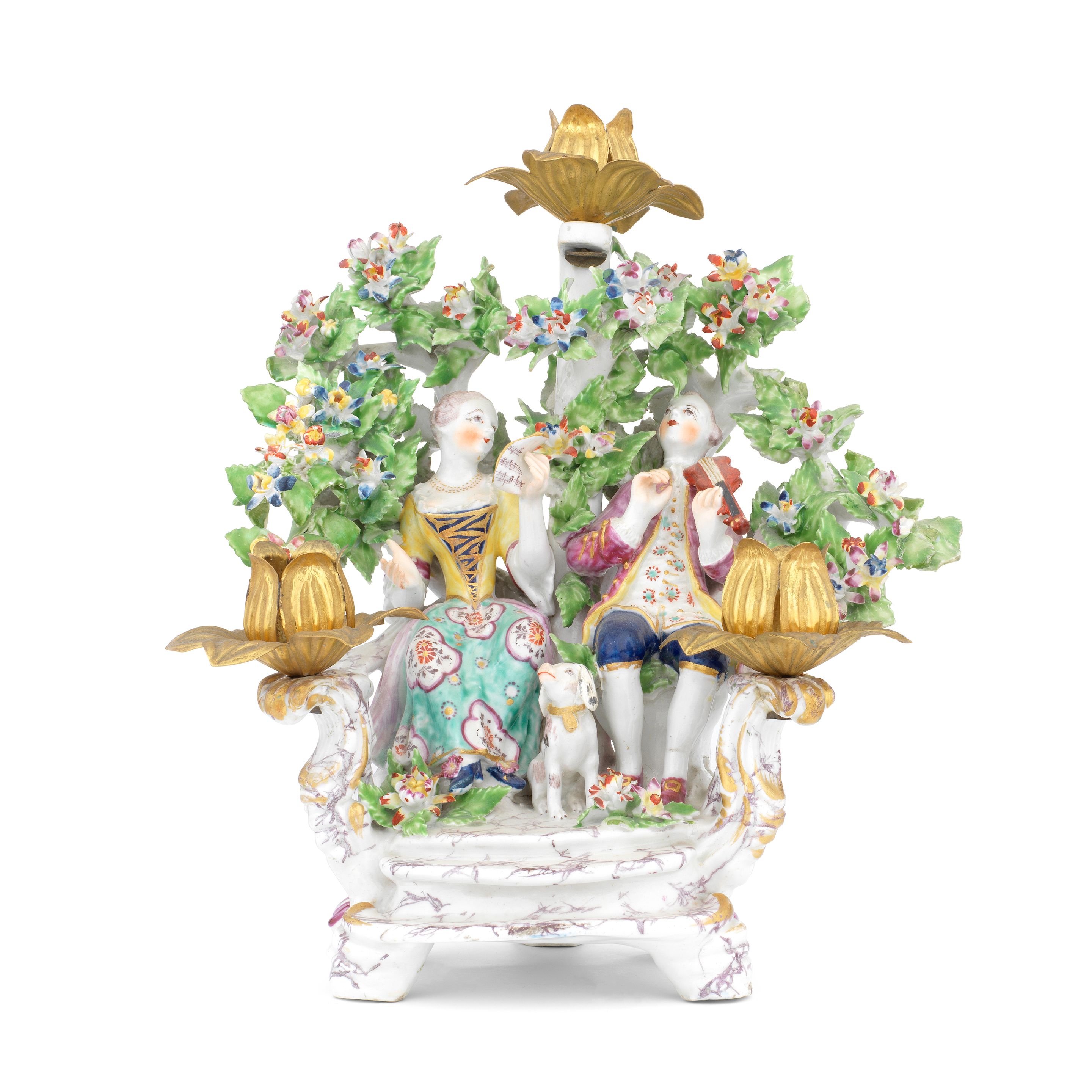 Bonhams : A Bow candlestick group, circa 1765