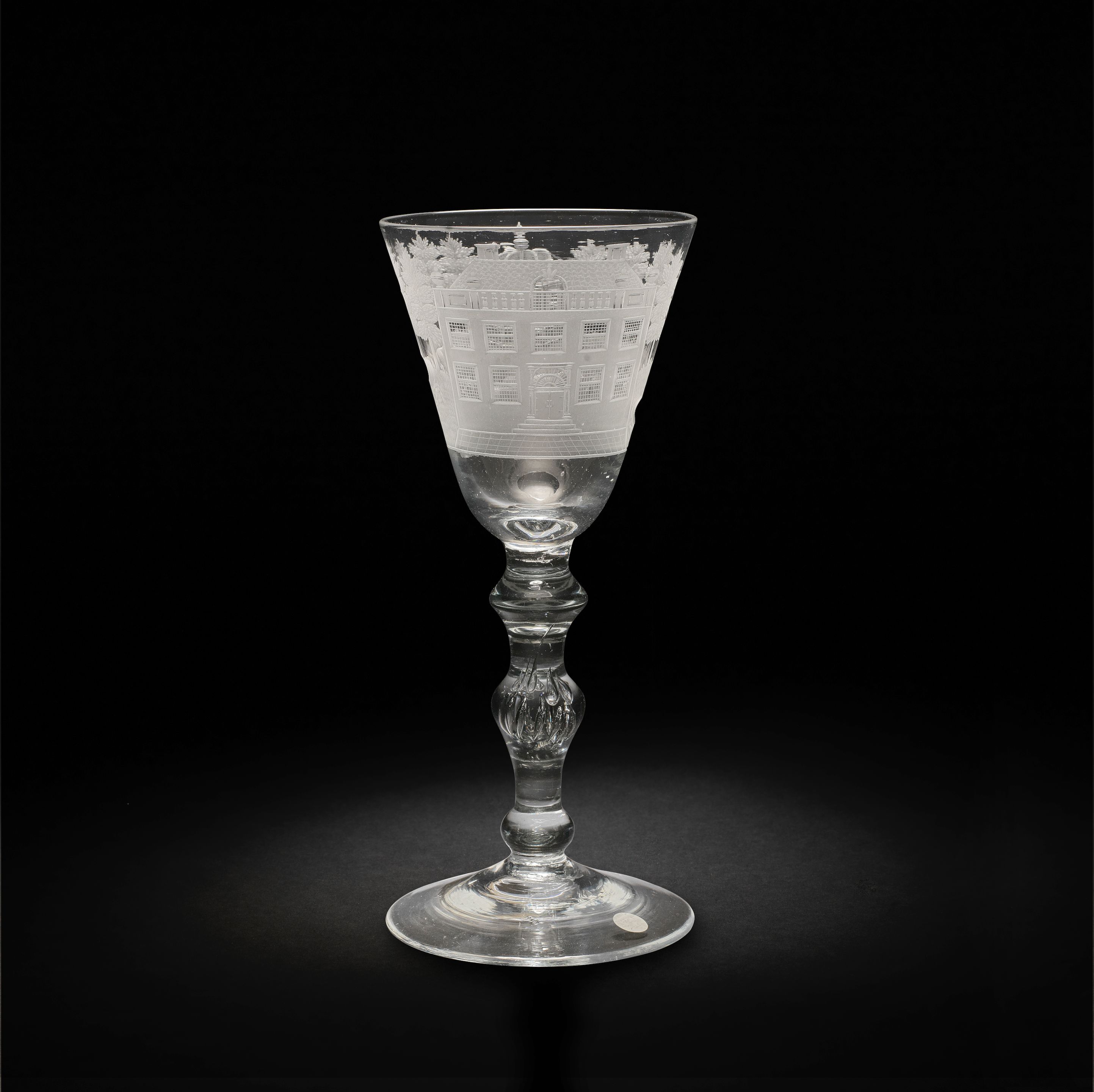 Bonhams : An exceptional Dutch engraved light baluster goblet, circa 1760