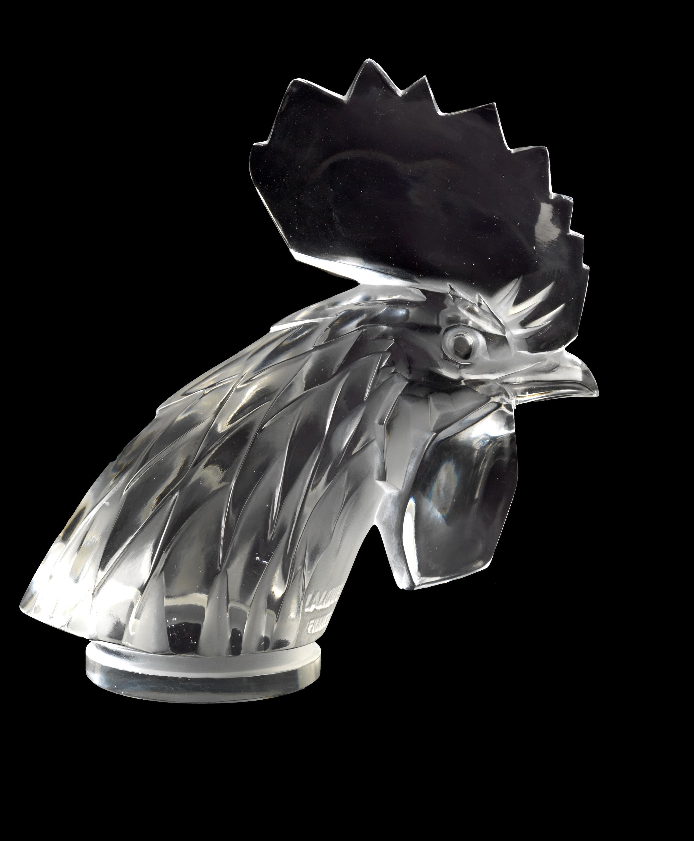 Bonhams Cars : A 'Tete de Coq' glass mascot by Rene Lalique, French, 1928,