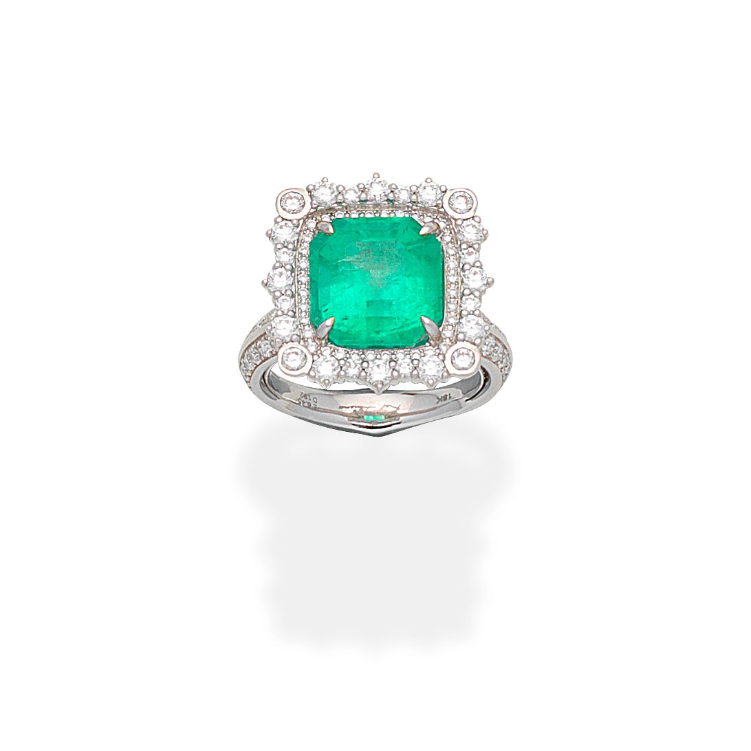 Bonhams : KAT FLORENCE EMERALD AND DIAMOND RING