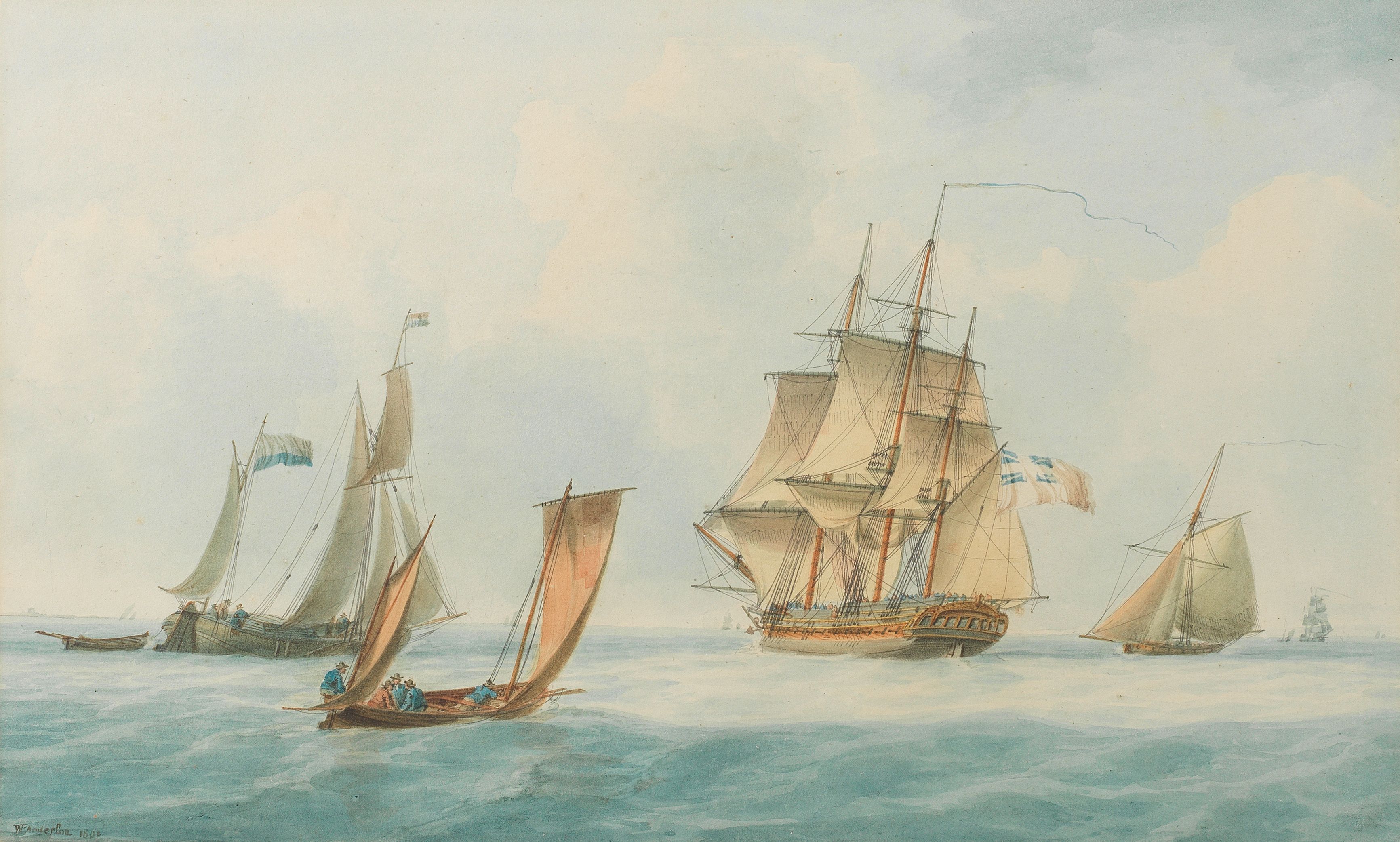 Bonhams : William Anderson (British, 1757-1837) An English frigate in ...