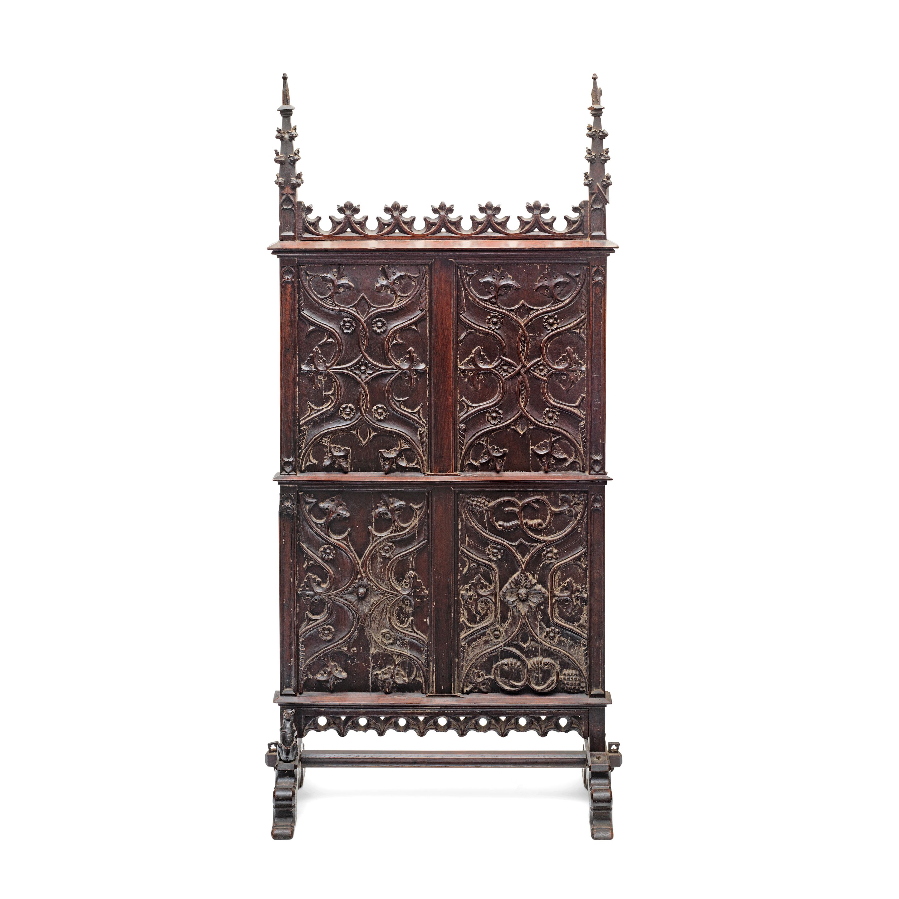 Bonhams : Victorian oak Gothic panelled screen
