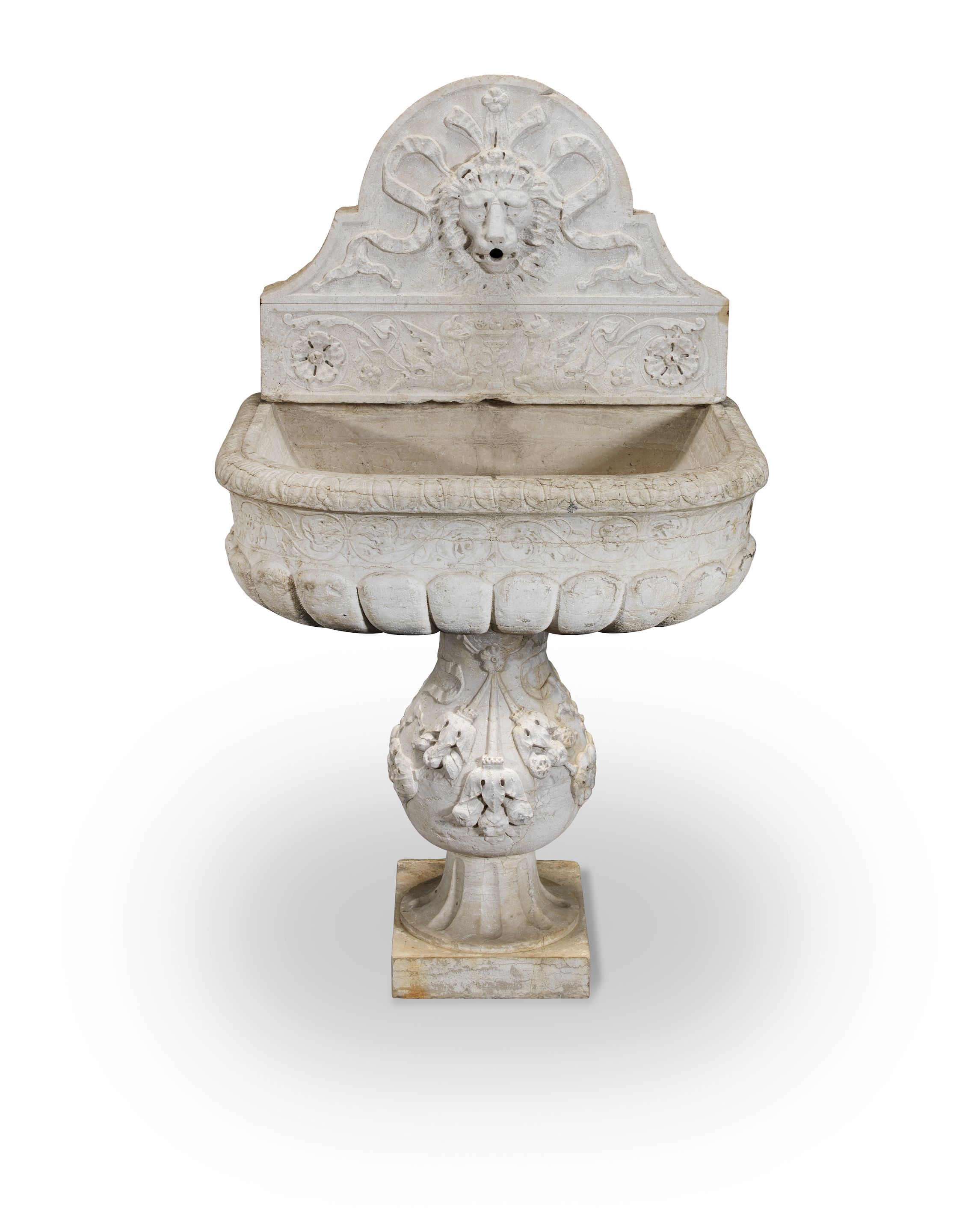 Bonhams : A 17th century North Italian carved Istrian stone wall fountain
