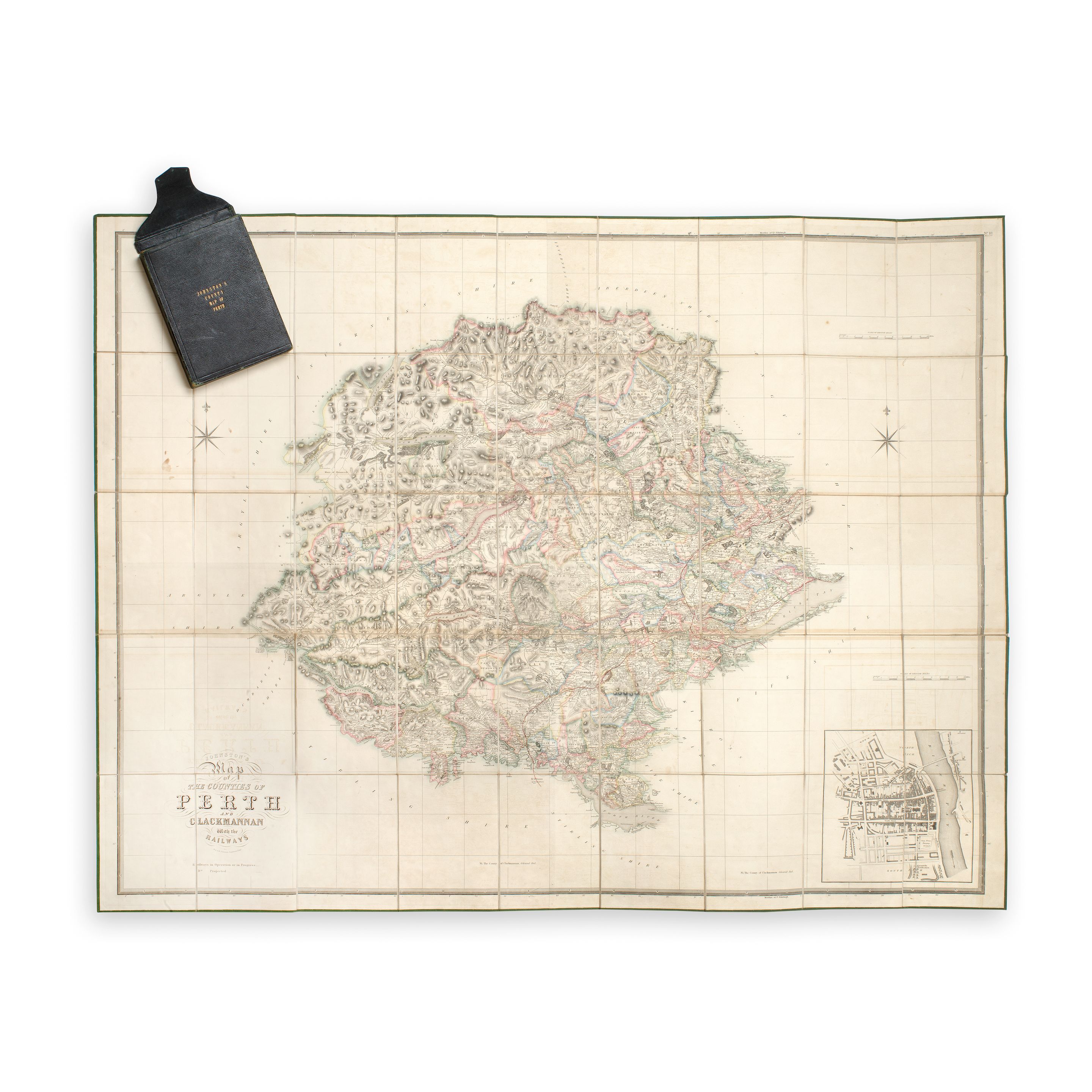 Bonhams : PERTH Johnston's Map of the Counties of Perth and Clackmannan ...