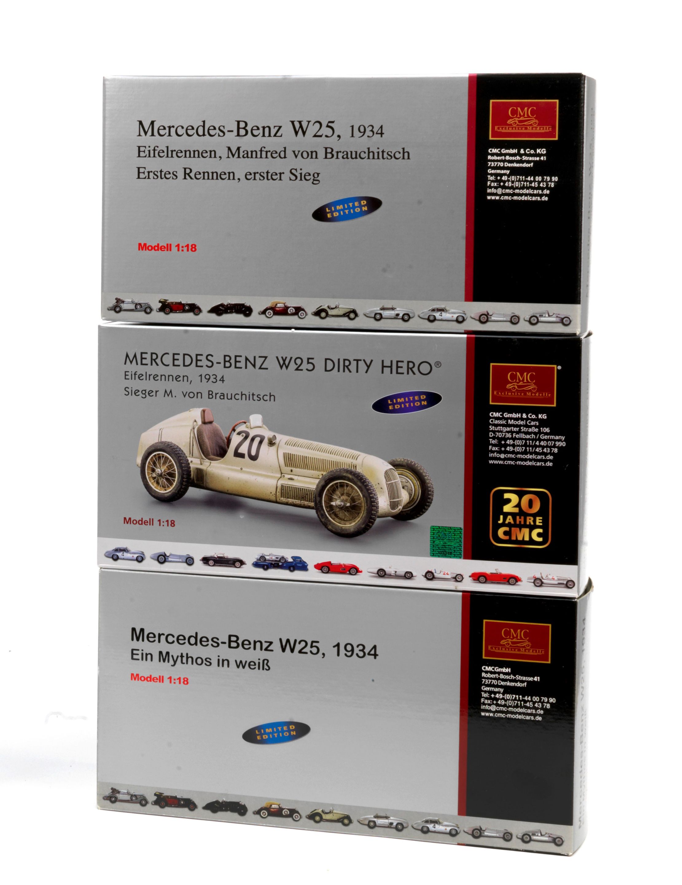 Bonhams Cars : Three boxed 118 scale 1934 Mercedes-Benz W25 limited ...