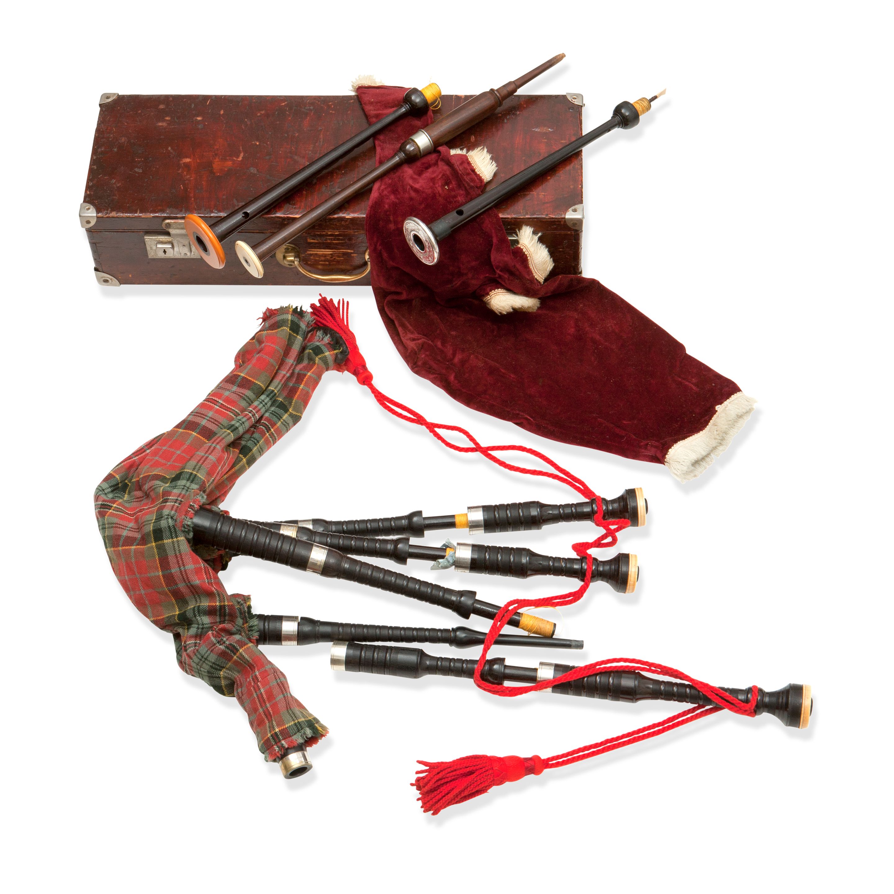 Bonhams : A SET OF SILVER AND IVORY HIGHLAND BAGPIPES Made by Peter ...